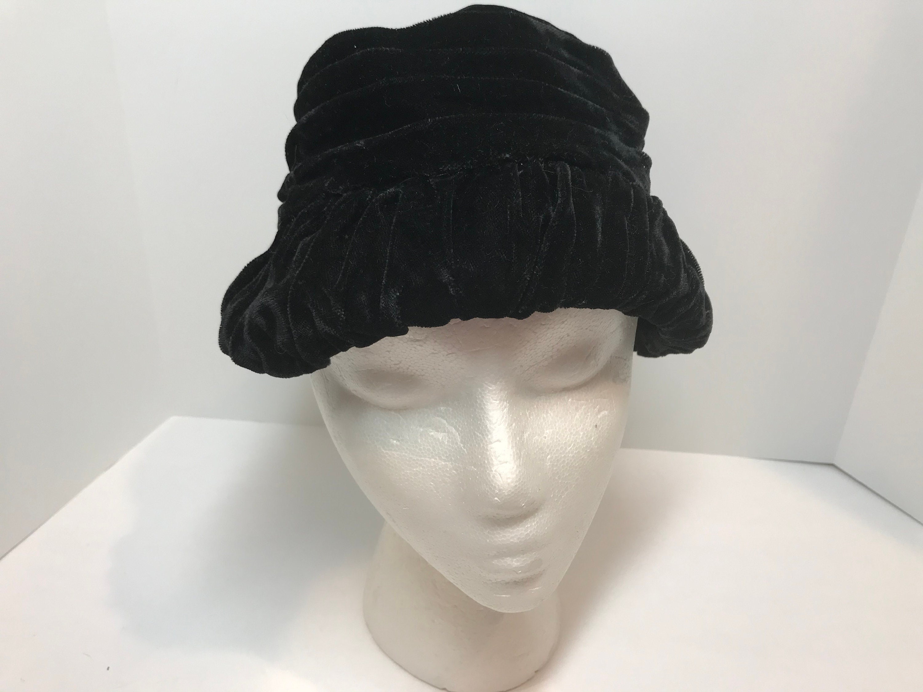 Reserved for J, Black Velvet Hat, Vintage Hat, Velvet Stovepipe Hat