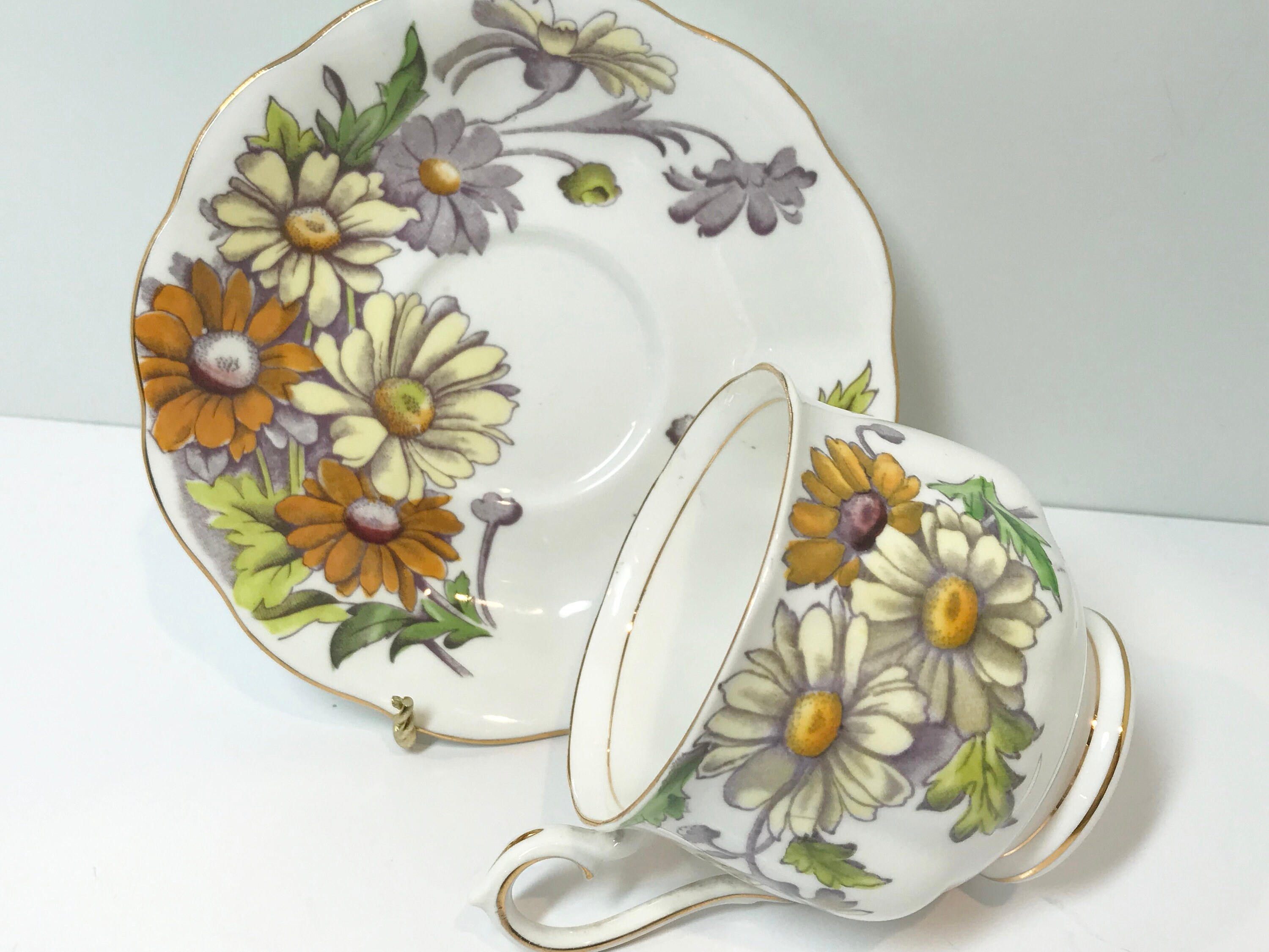 Daisy Tea Cup and Saucer by Royal Albert Bone China, April Birthday Cup ...