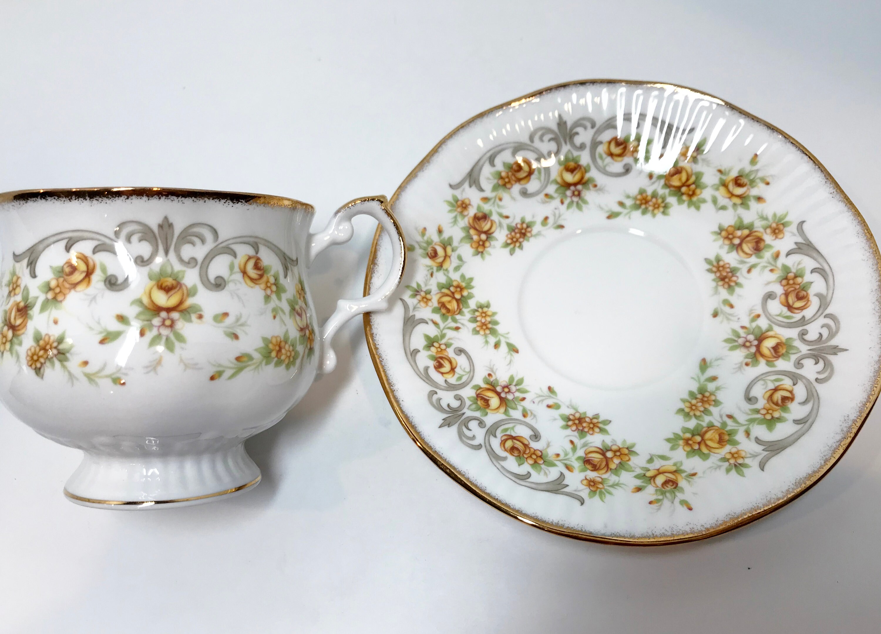 Queens Rosina Tea Cup and Saucer, Yellow Rose Pattern, Antique Tea Cups ...