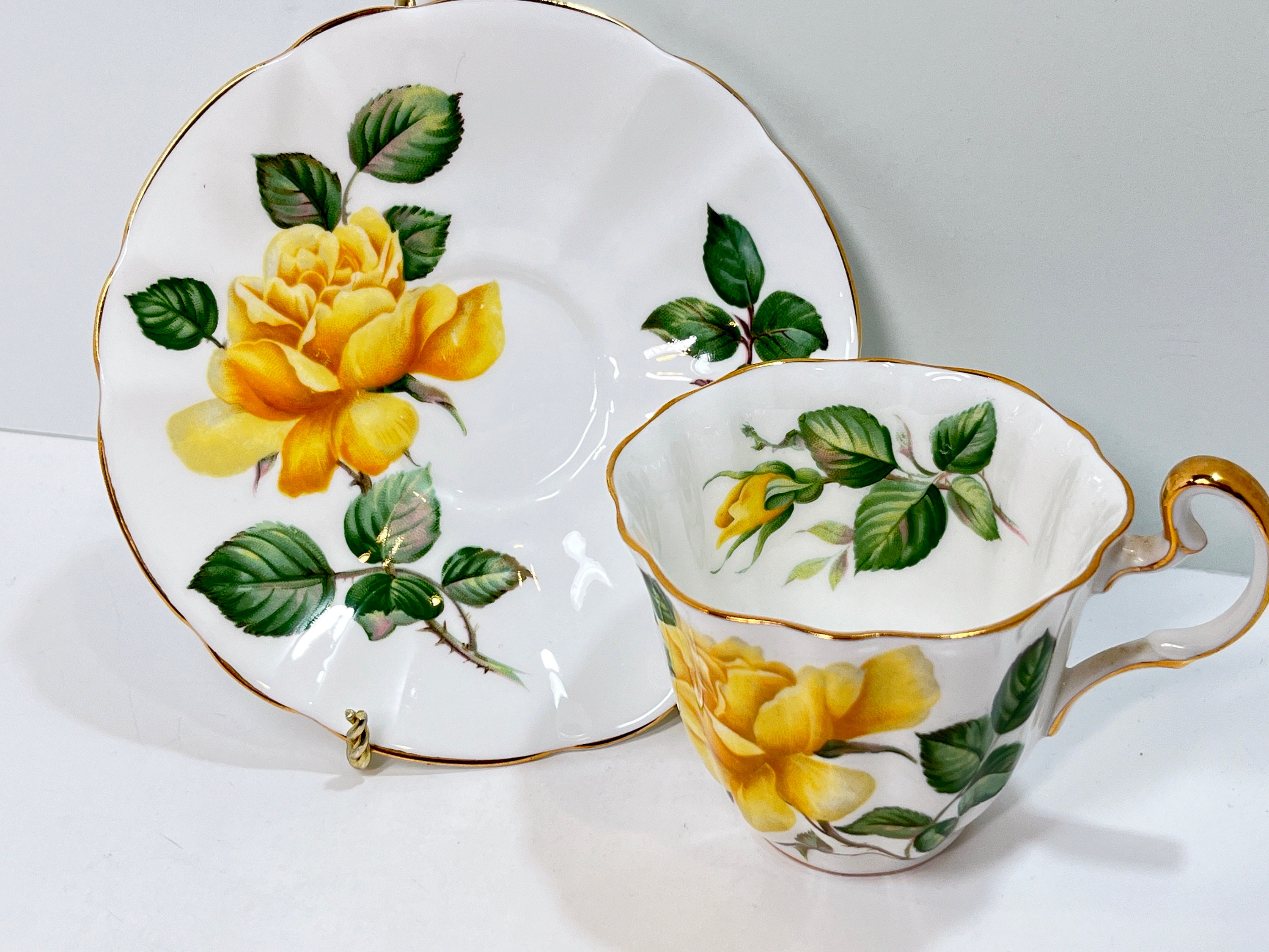 Adderley Teacup and Saucer , Goldilocks Pattern , Yellow Rose Tea Cup ...