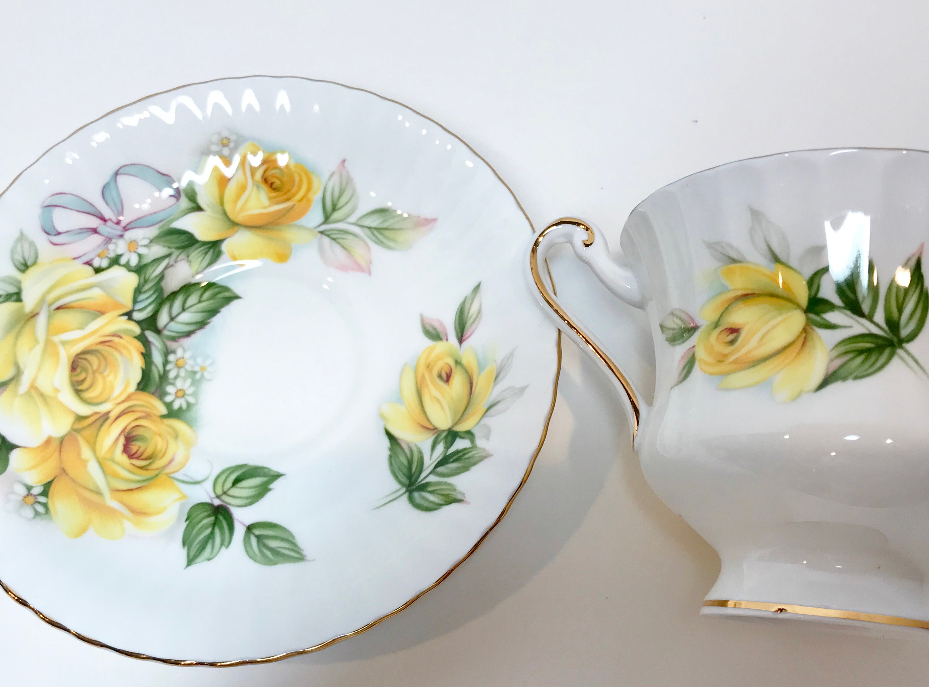 Reserved for S, Yellow Rose Tea Cup and Saucer, Royal Standard Tea Cups ...