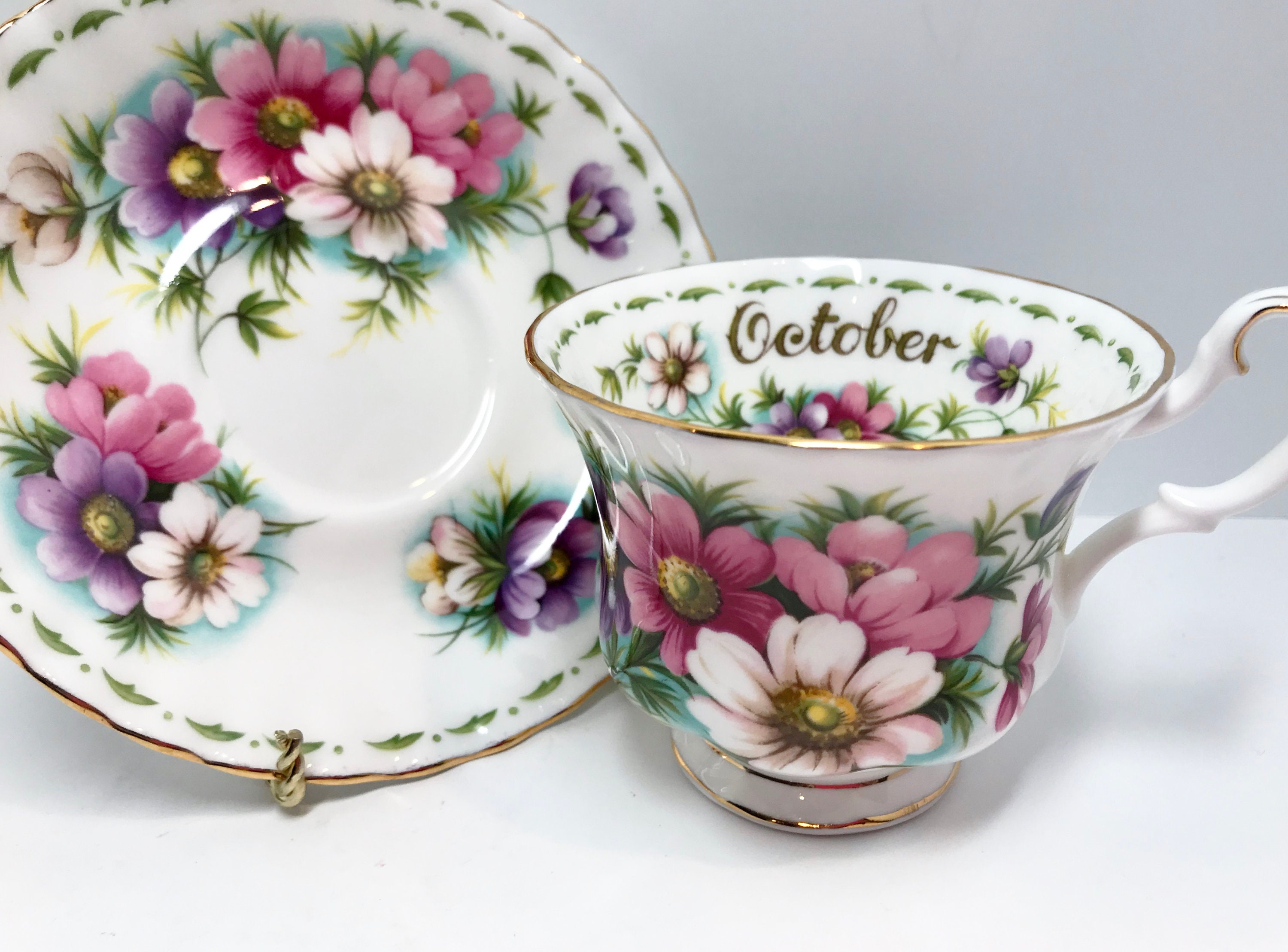 Cosmos October Birthday Cup, Royal Albert Tea Cup and Saucer, Antique ...