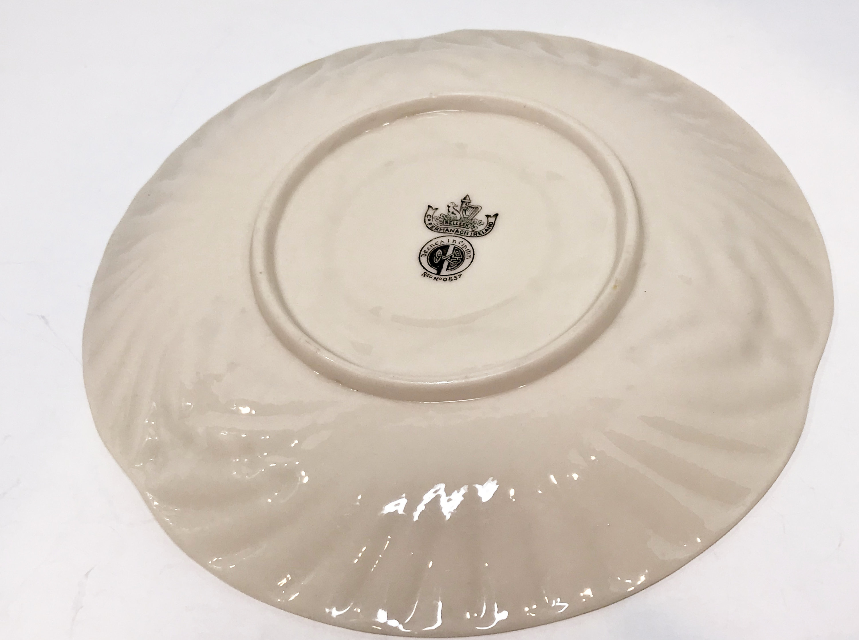 Black Mark Belleek Plate, Shamrock Plate, Harp Shamrock Ware Plate ...
