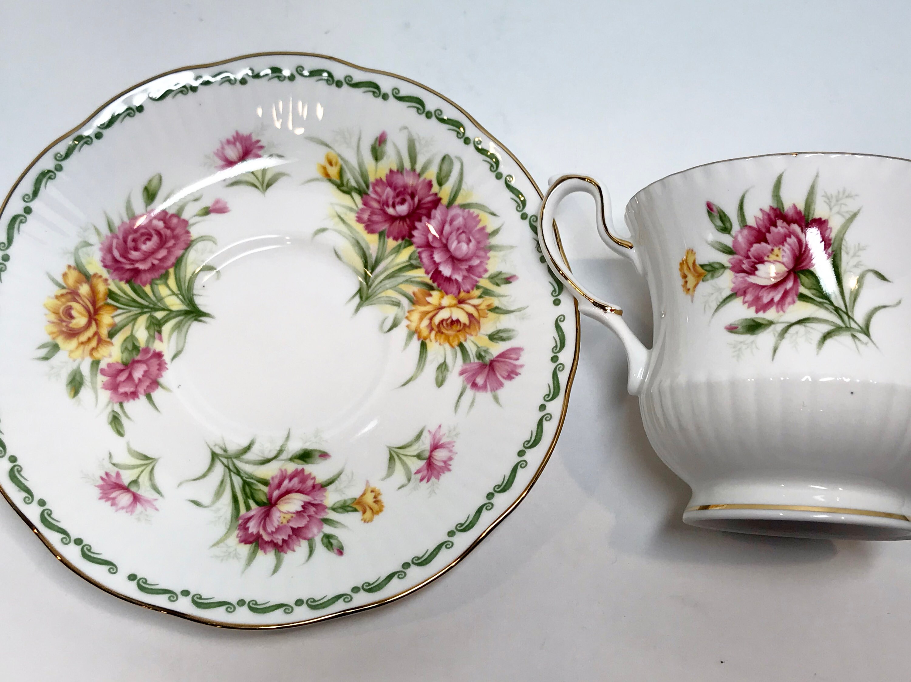 January Birthday Queens Tea Cup and Saucer, Carnation Tea Cup, Antique ...