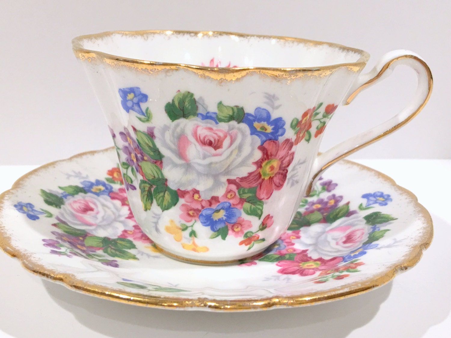 Royal Stafford Tea Cup and Saucer, Bouquet Cup, Bone China Cups ...