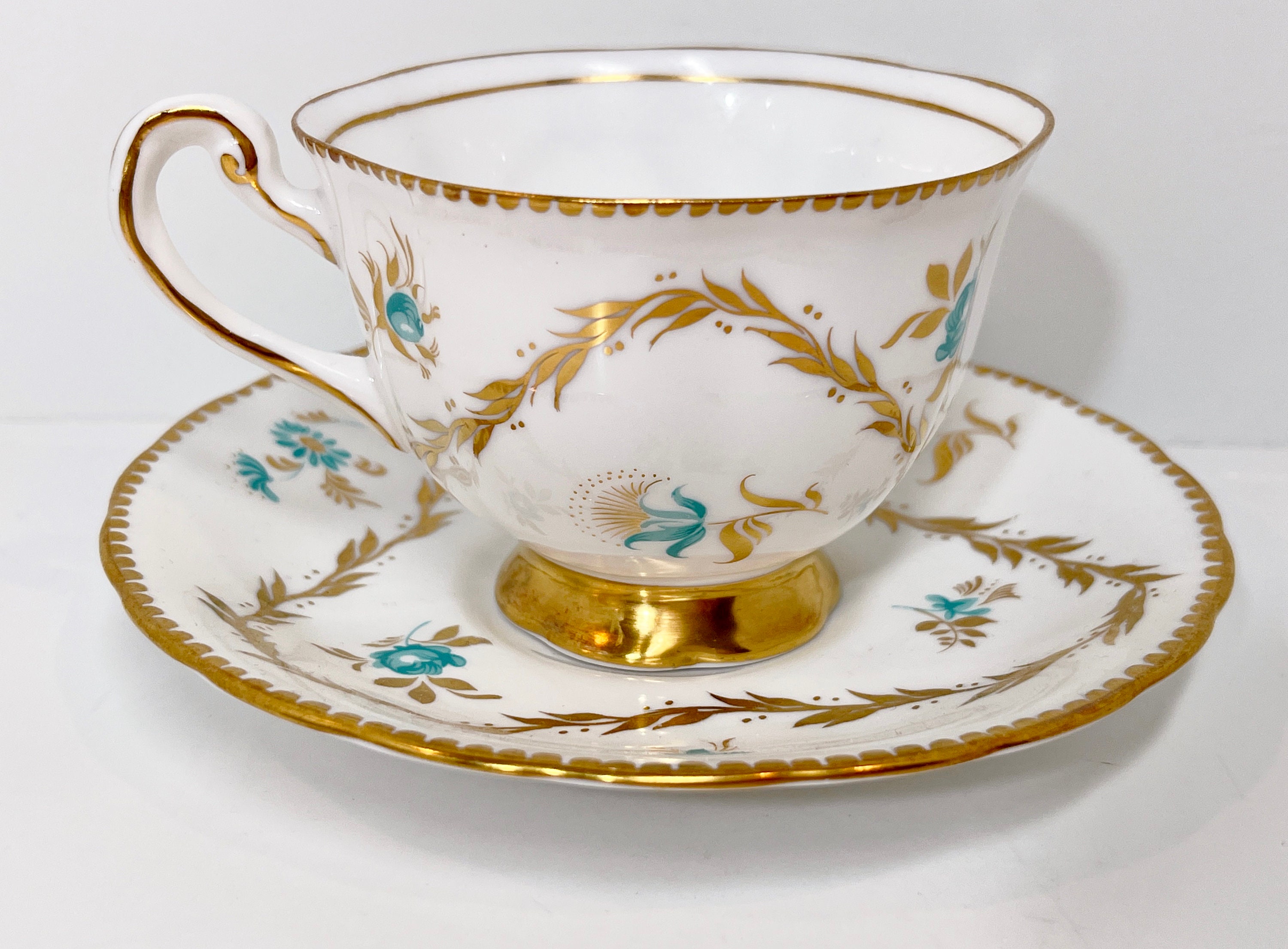 Hand Painted Royal Chelsea Teacup and Saucer , English Teacup , Gold ...
