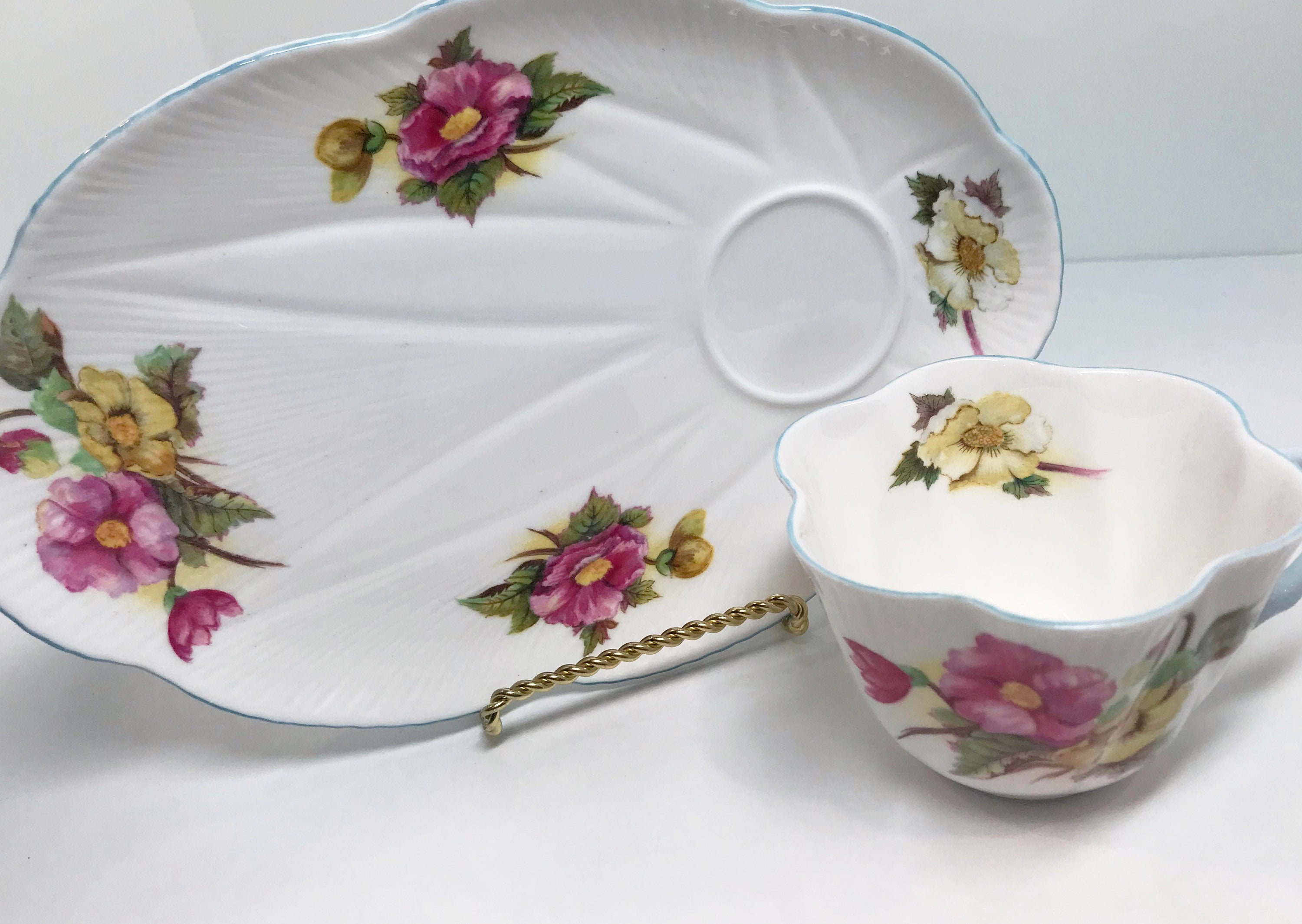 Shelley Snack Set, Shelley Begonia, Tea and Toast, Shelley China ...