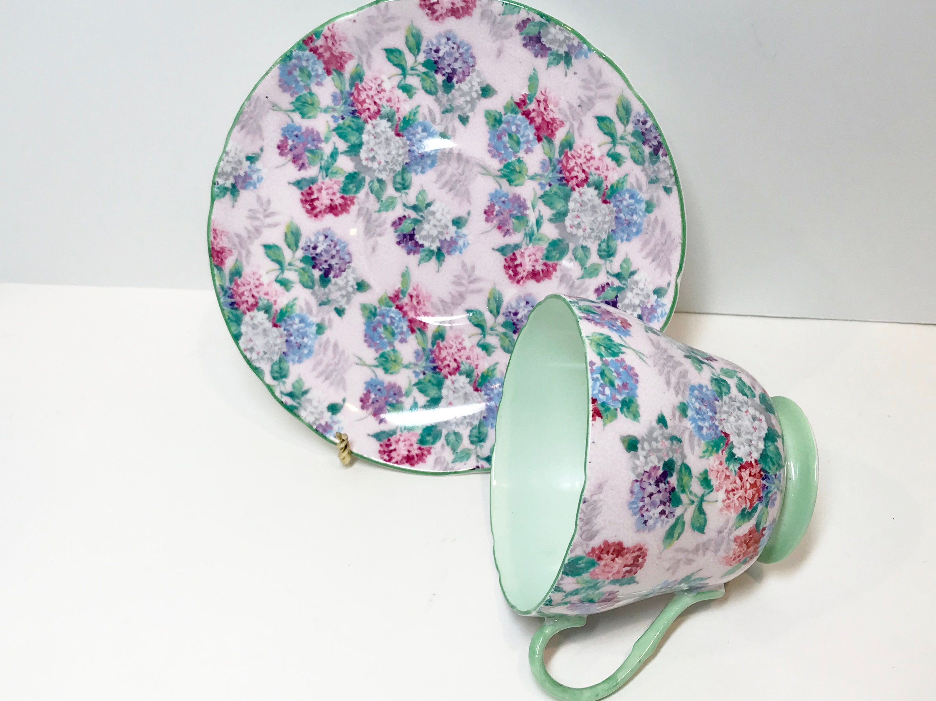 Shelley Tea Cup and Saucer, Henley Shape, Summer Glory Pattern, Chintz ...