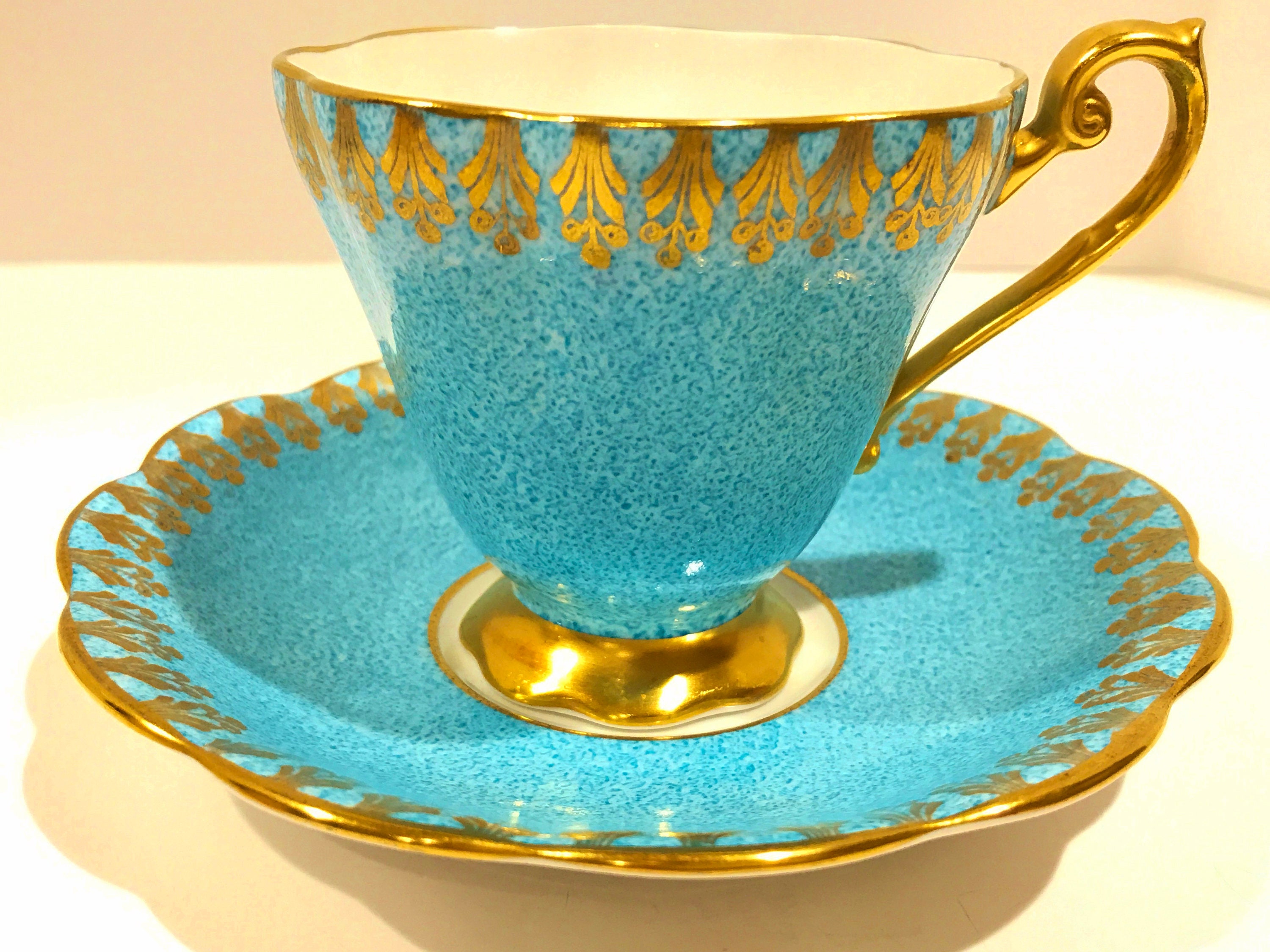 Royal Standard Tea Cup and Saucer, AquaGold Cups, Antique Teacups ...