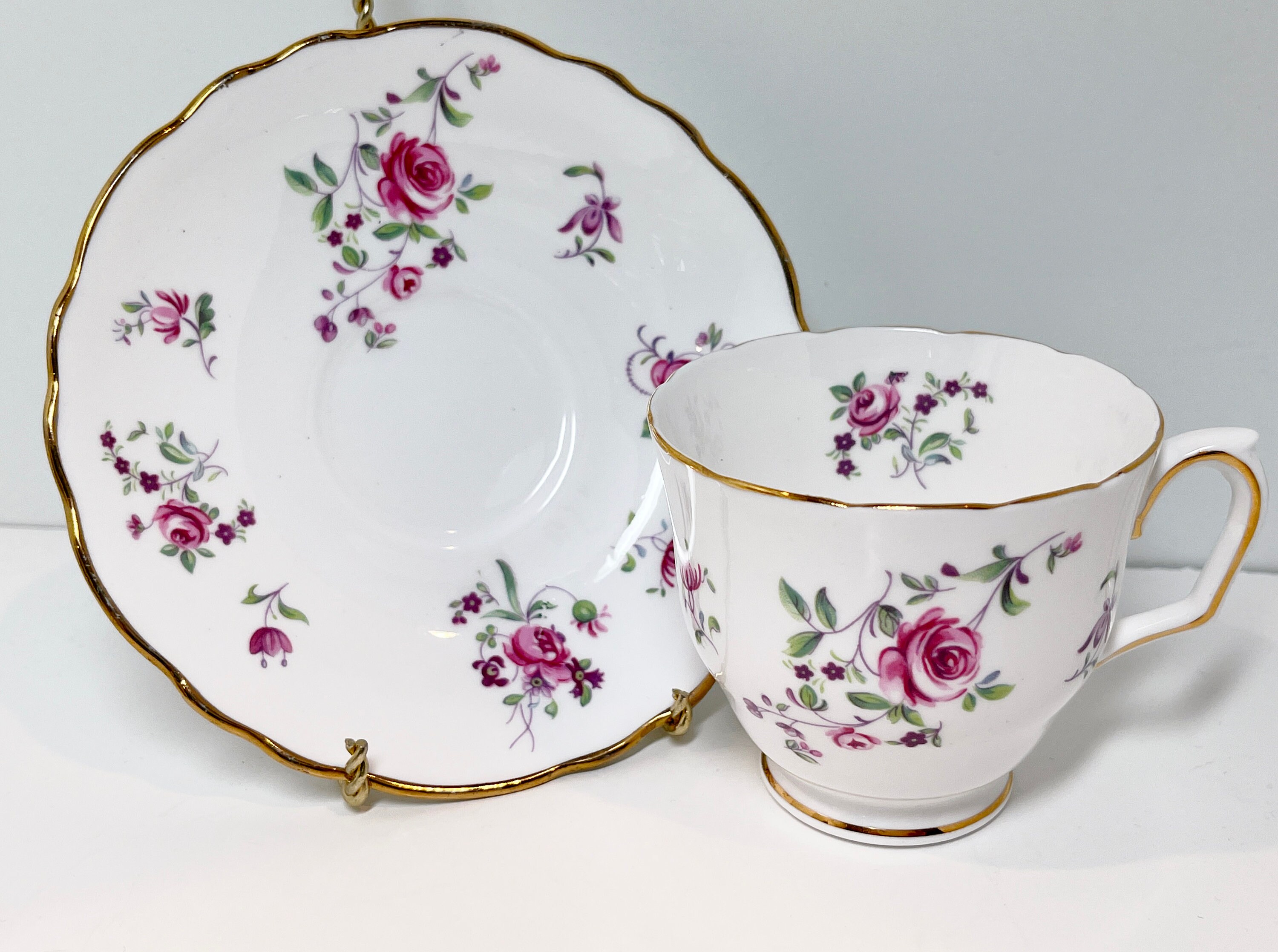 Crown Staffordshire Teacup and Saucer, English Teacup, Floral Teacup ...