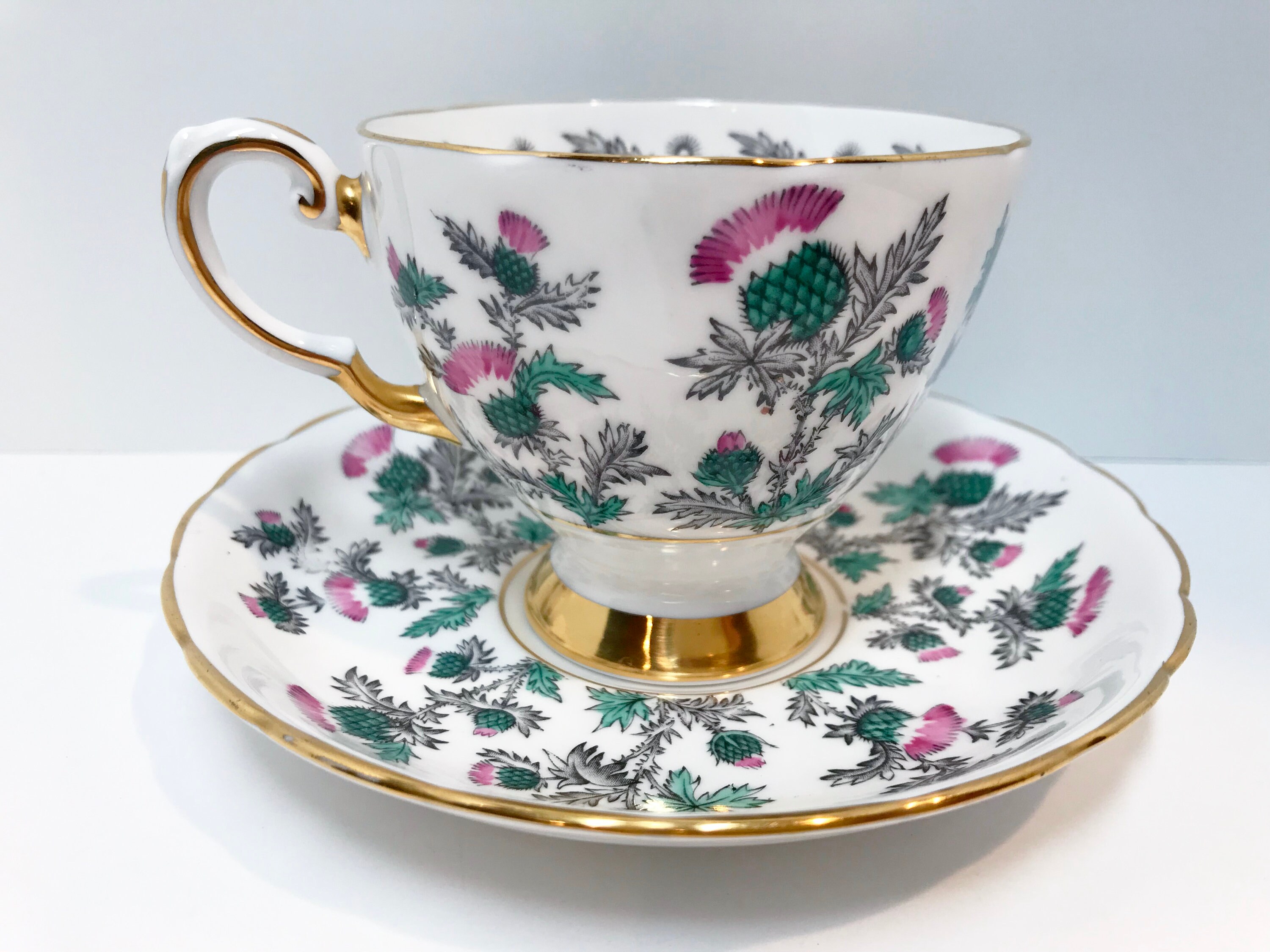 Tuscan Tea Cup and Saucer, Thistle Teacups, Antique Teacups Vintage ...