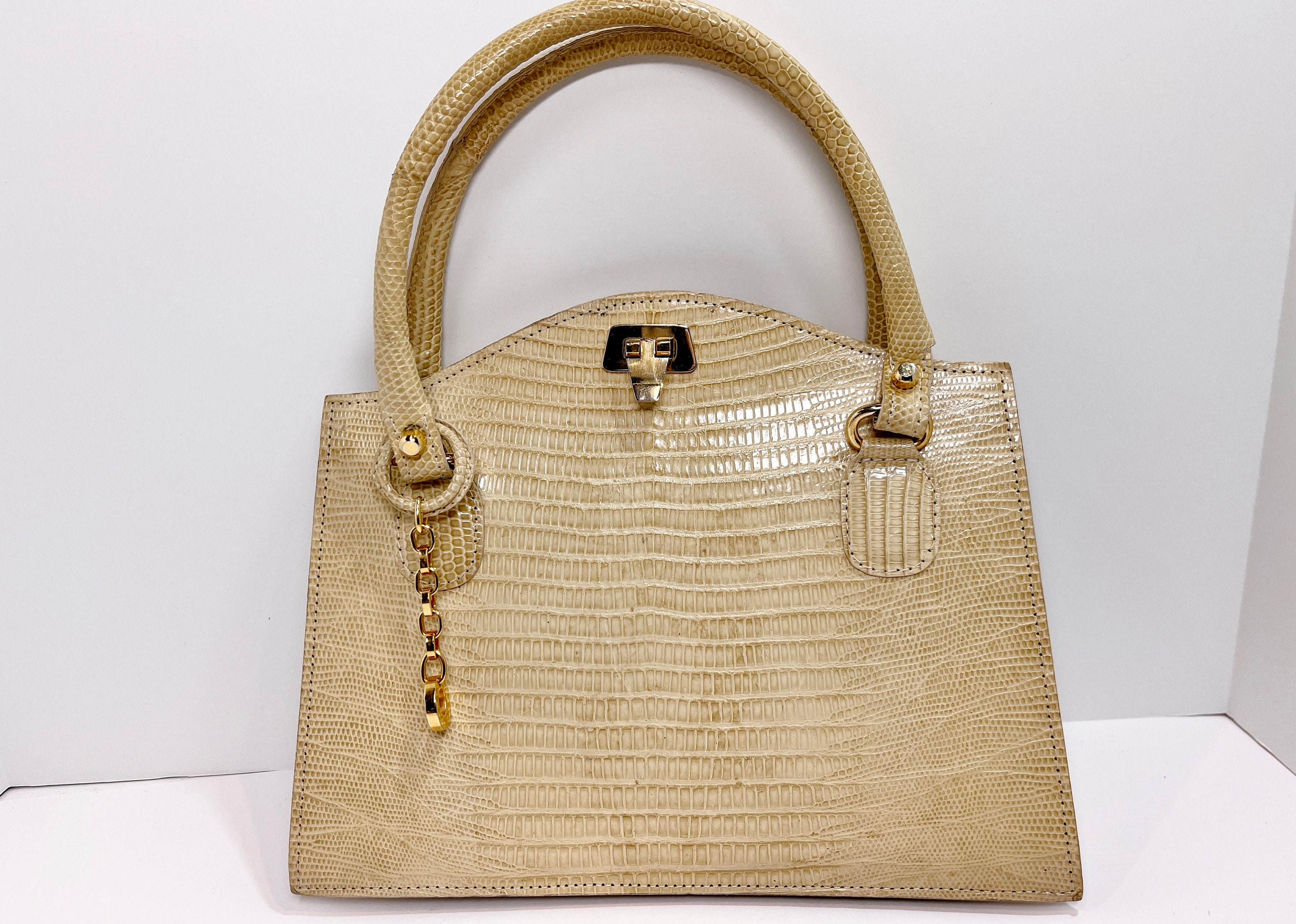 Leather Handbag , Top Handle Skin Bag , Gift for Her , ChC purse , Faux ...