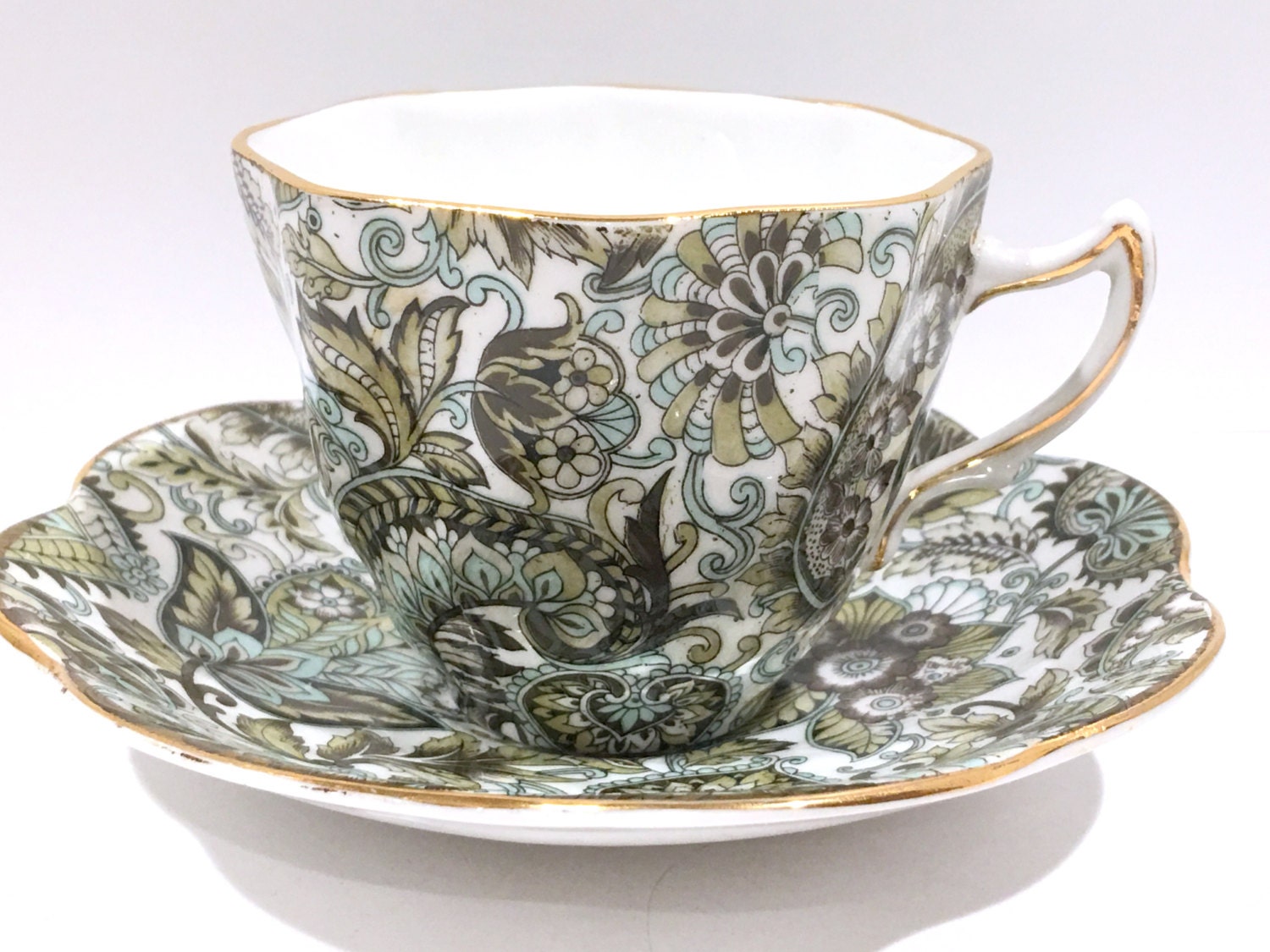 Chintz Tea Cup and Saucer by Rosina Bone China, Made in England ...