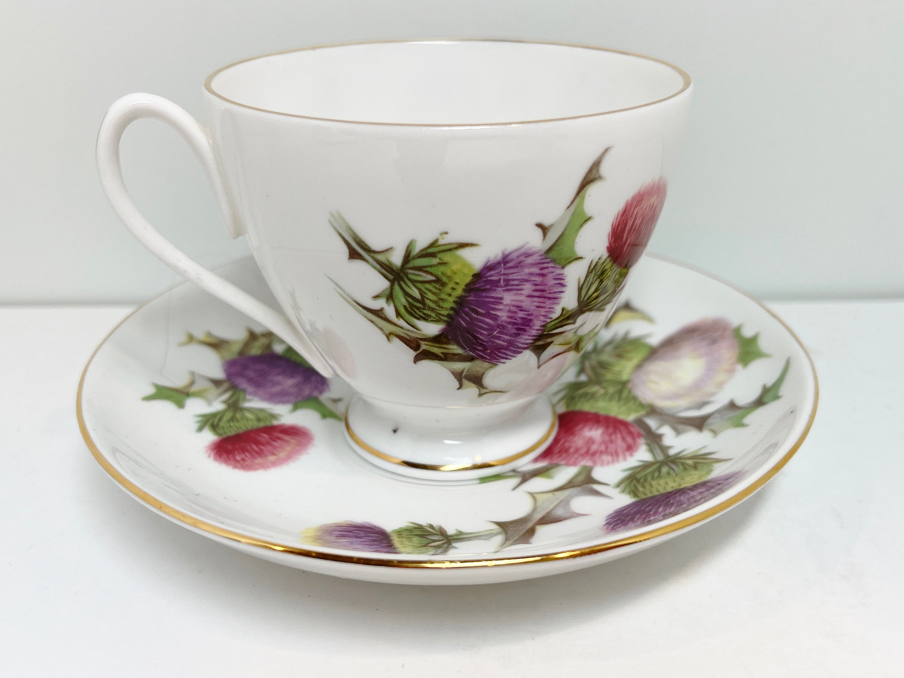 Thistle Tea Cup and Saucer, Crown Teacup, Scottish Teacups, Antique ...