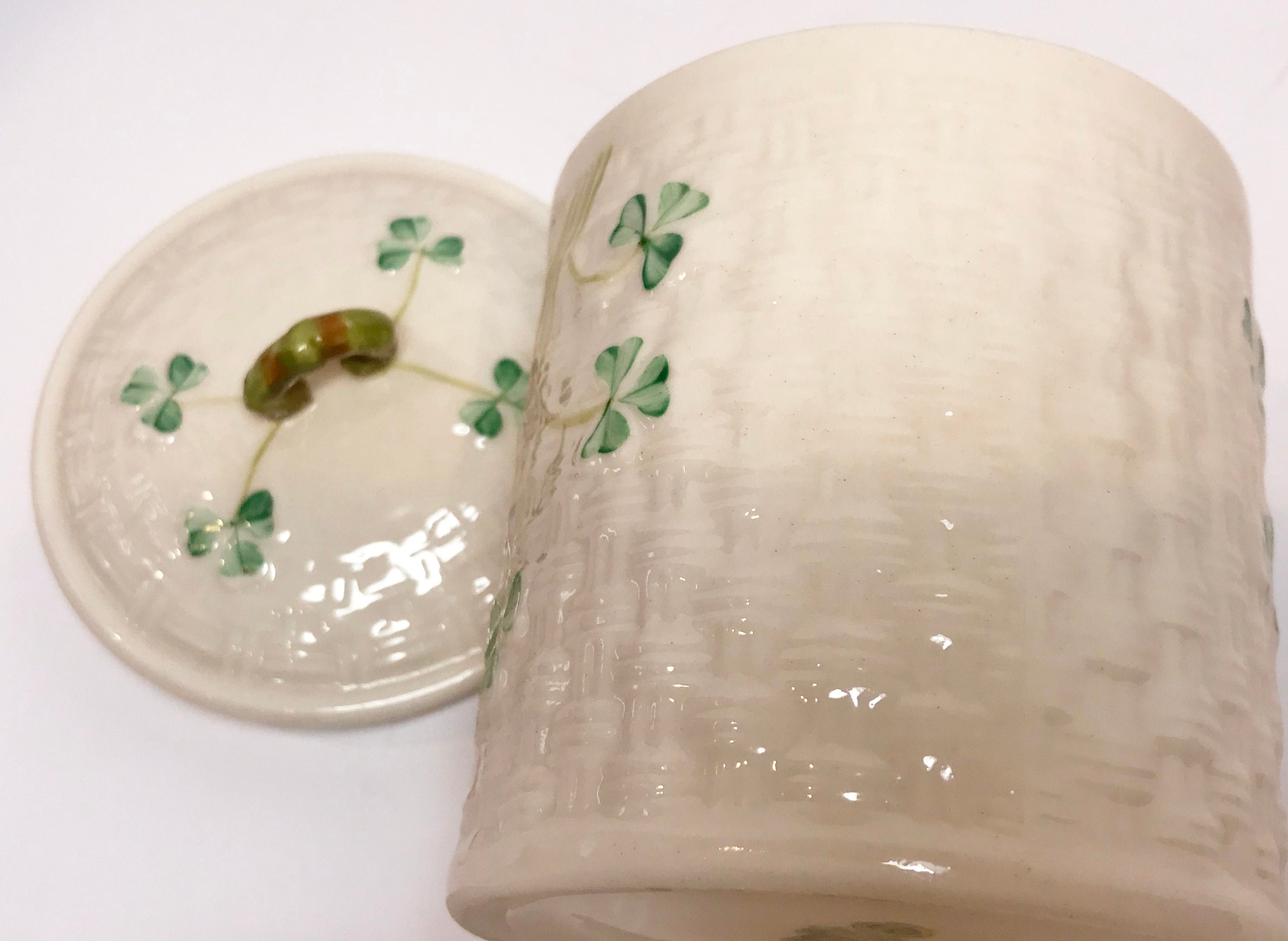 Belleek Marmalade Jar, Shamrock Jar, Shamrock Container, Irish ...