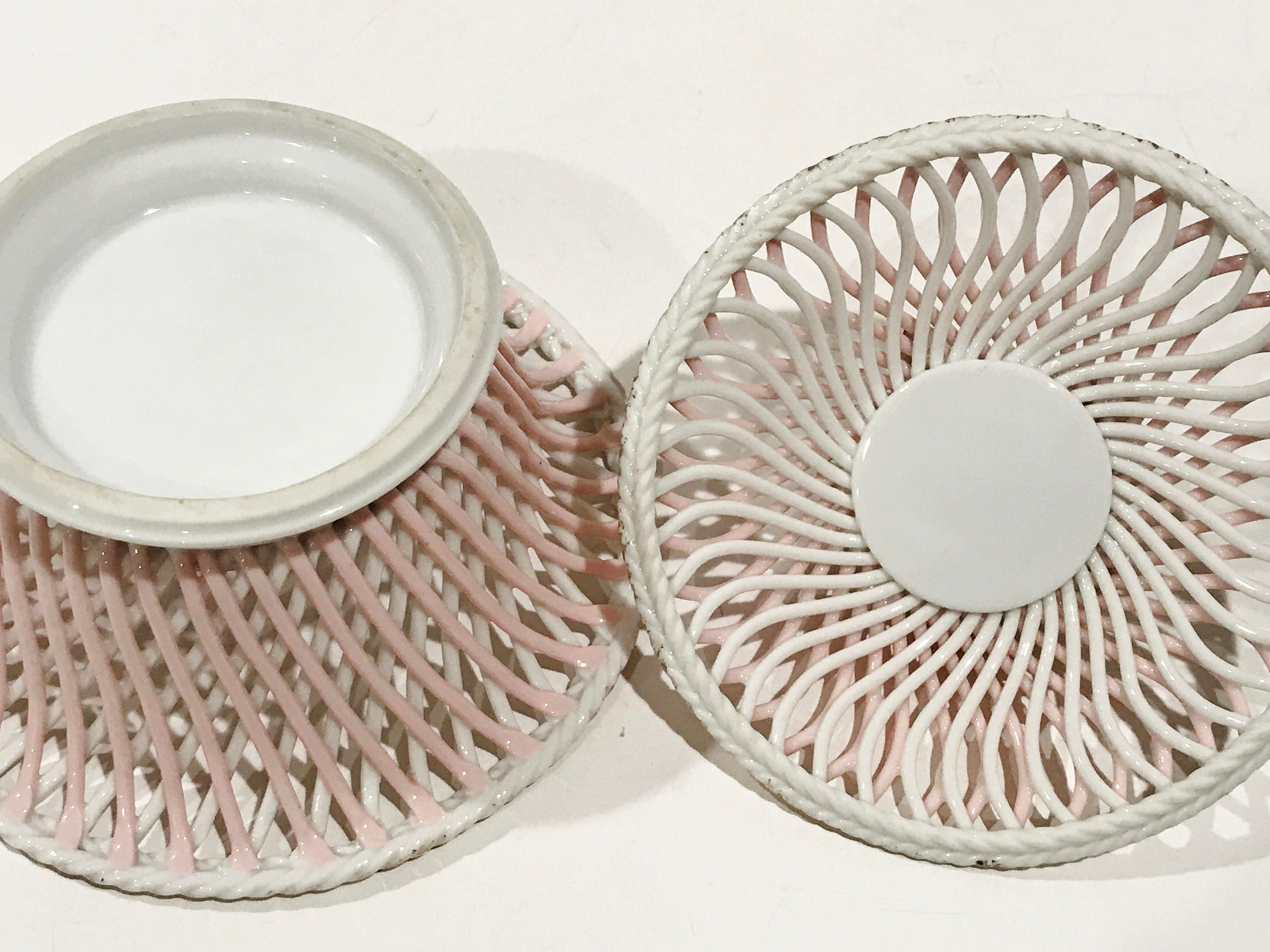 Basket Weave Porcelain, Herend Style Covered Container, Cane Ware ...