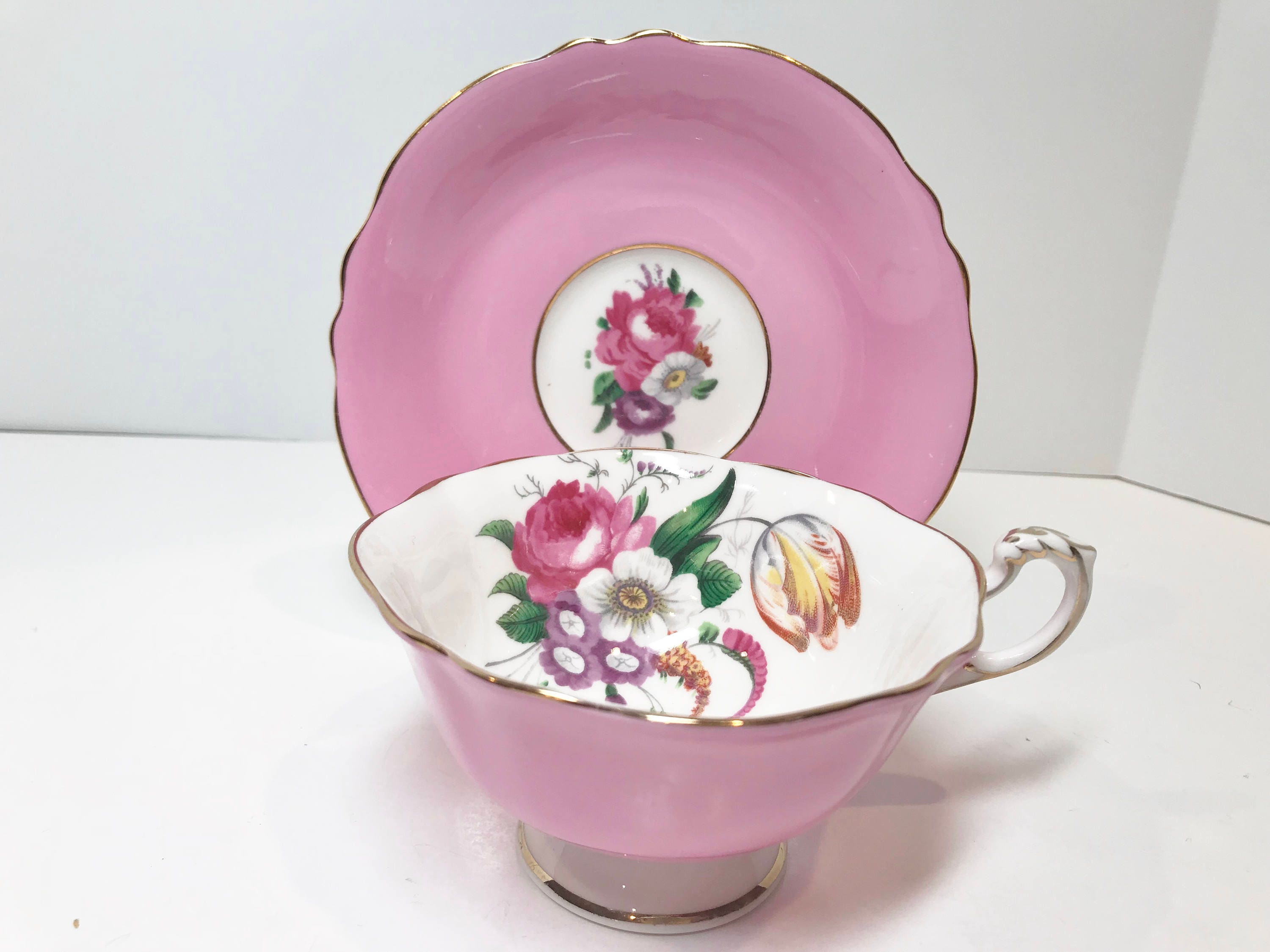 Antique Paragon Tea Cup and Saucer, Pink Paragon Cups, Double Warranty ...