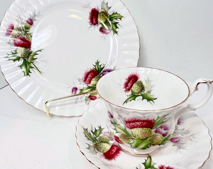 Trio by Royal Albert , Highland Thistle , Scottish Tea Cup and Saucer ...