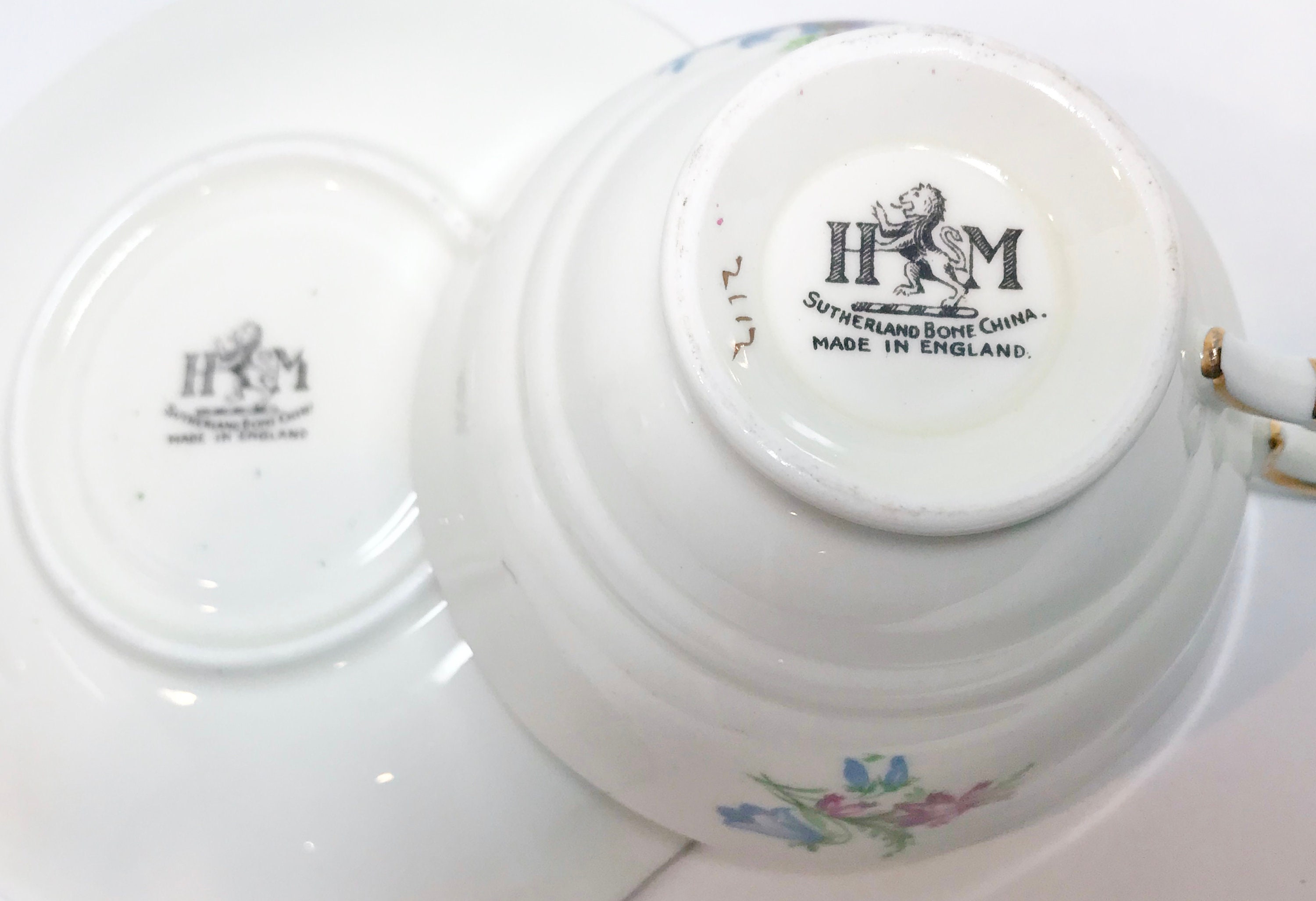 Ribbon Tea Cup, HM Sutherland Tea Cup and Saucer, English Bone China ...