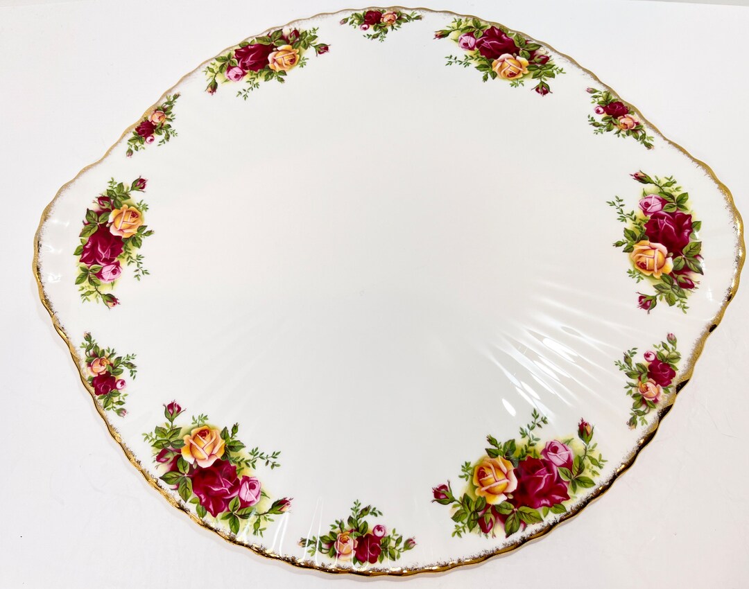 Royal Albert Plate , Old Country Roses Cake Plate , Footed Cake Plate ...