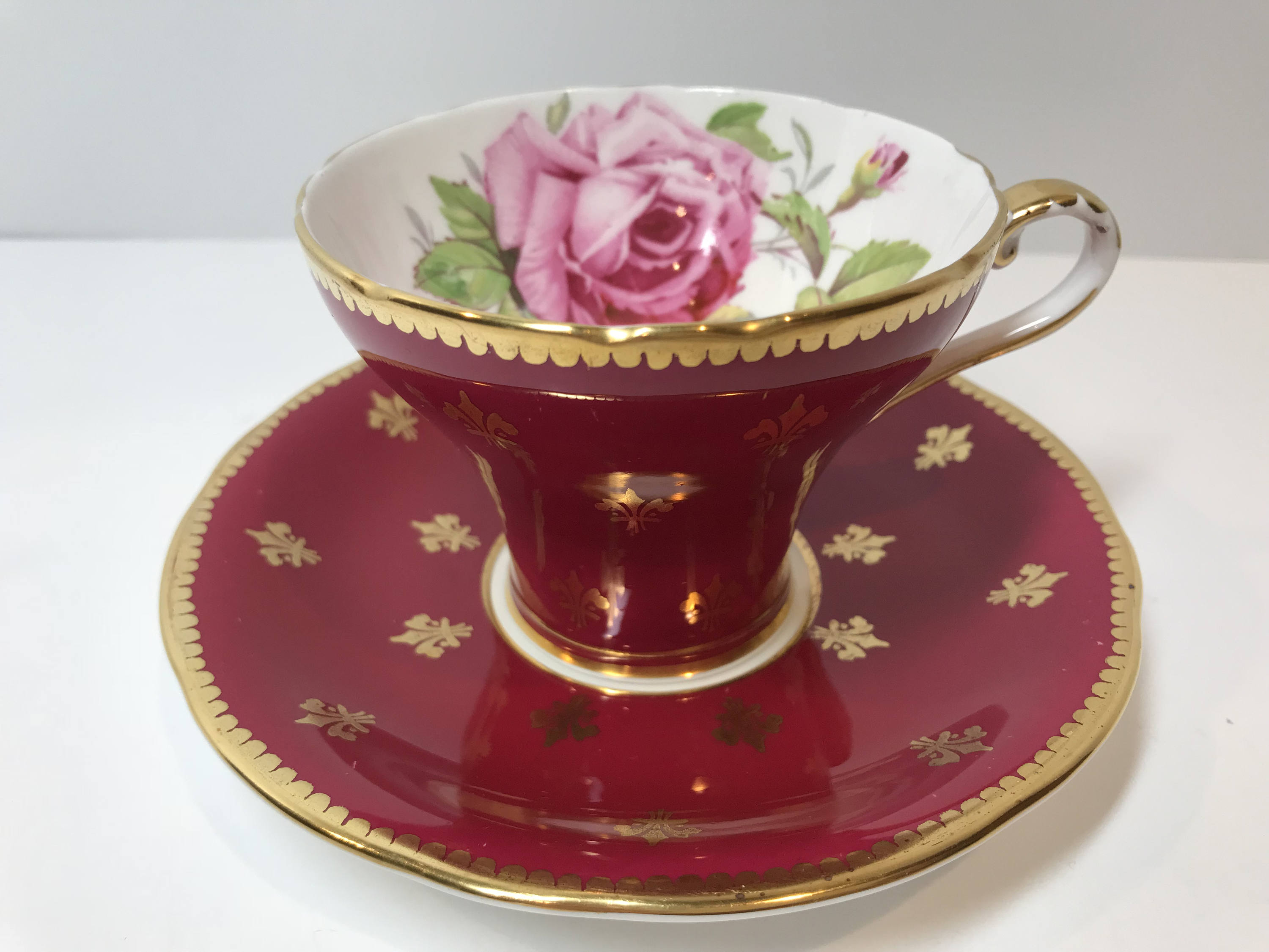 Raspberry Aynsley Tea Cup and Saucer, Pink Rose Cups, Aynsley Corset ...