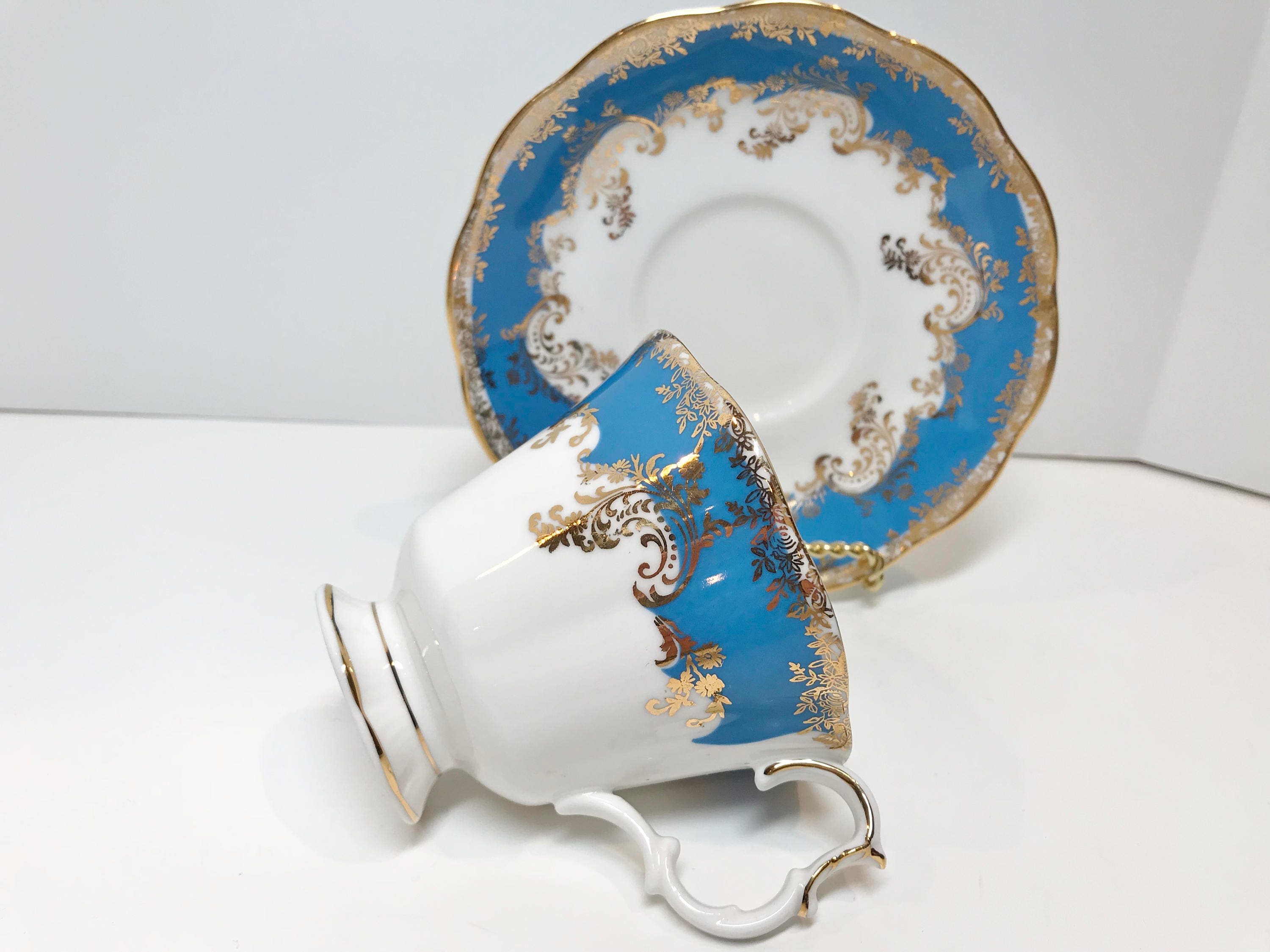 Royal Albert Tea Cup and Saucer, Regina Series Cups, Aquamarine Pattern ...
