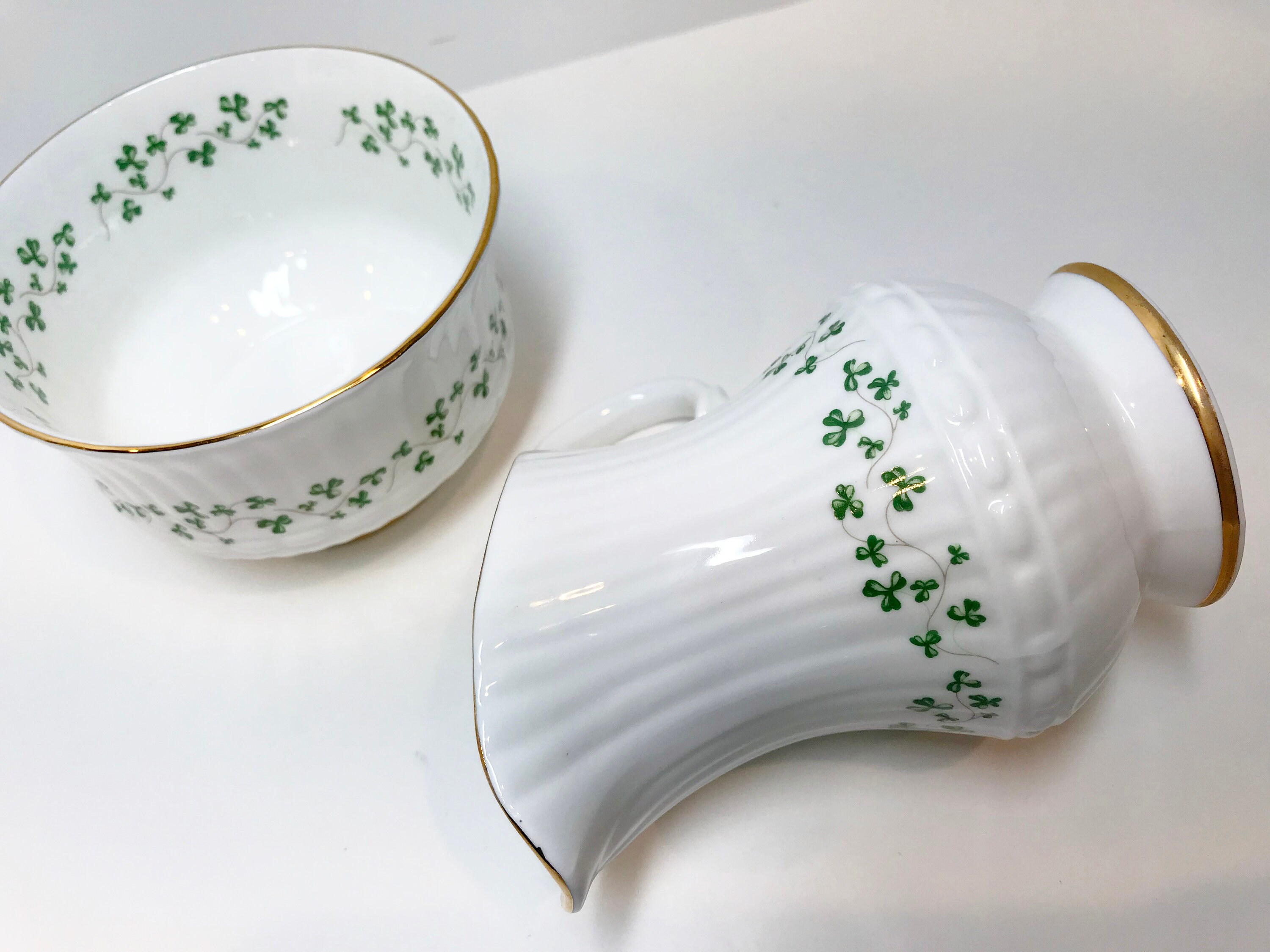 Shamrock Sugar Bowl and Creamer, Royal Tara Creamer and Sugar, Irish ...