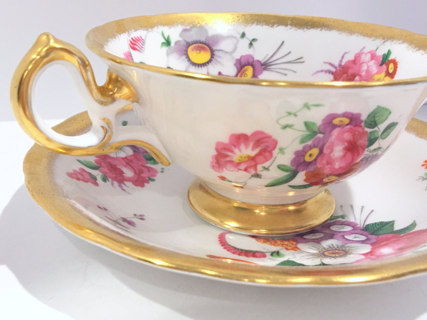 Royal Chelsea Tea Cup and Saucer, English Bone China Cups, Floral Tea ...