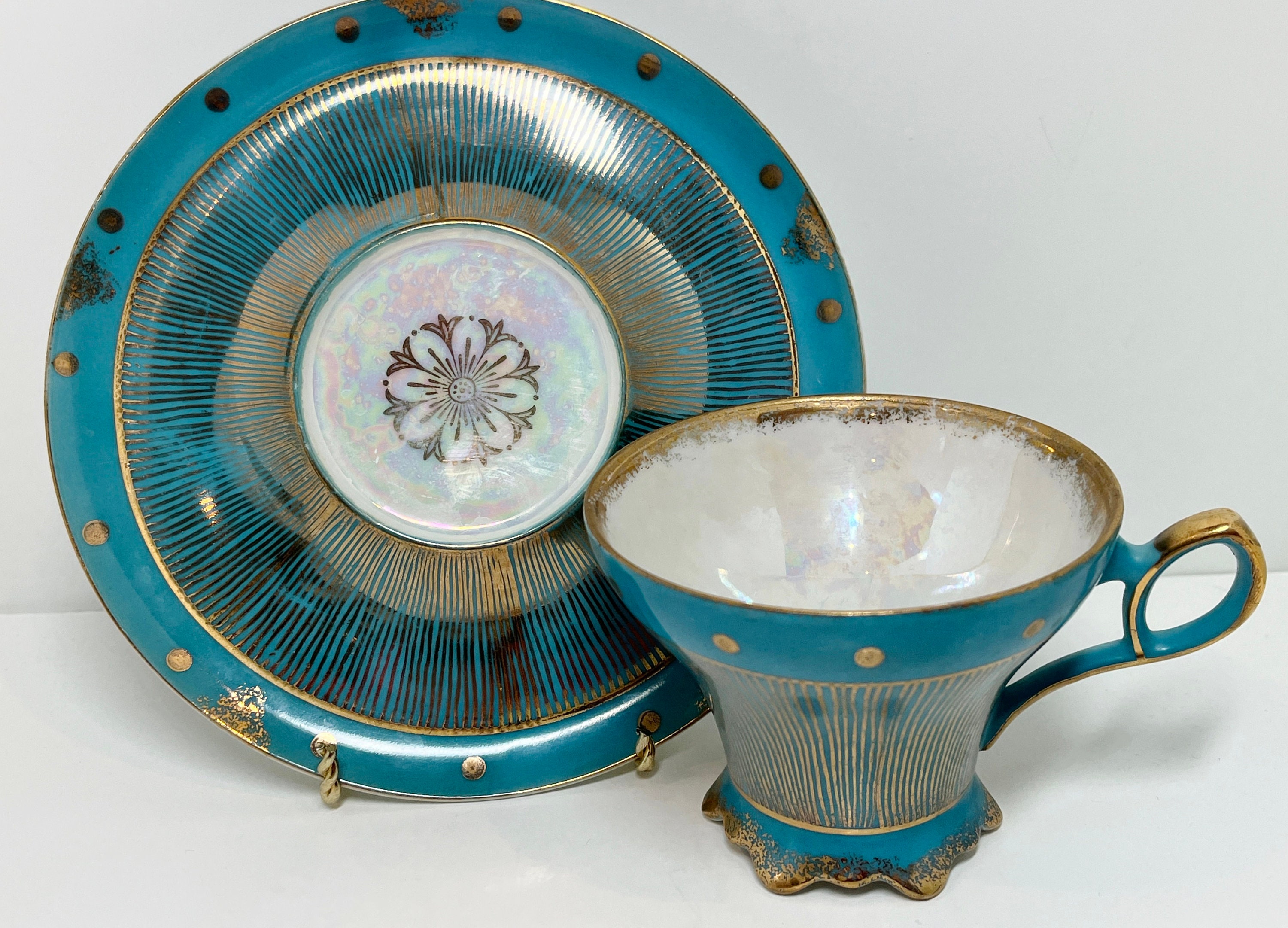 Lefton Teacup, Turquoise Teacup, Japanese Teacup, Vintage Teacup, Aqua ...