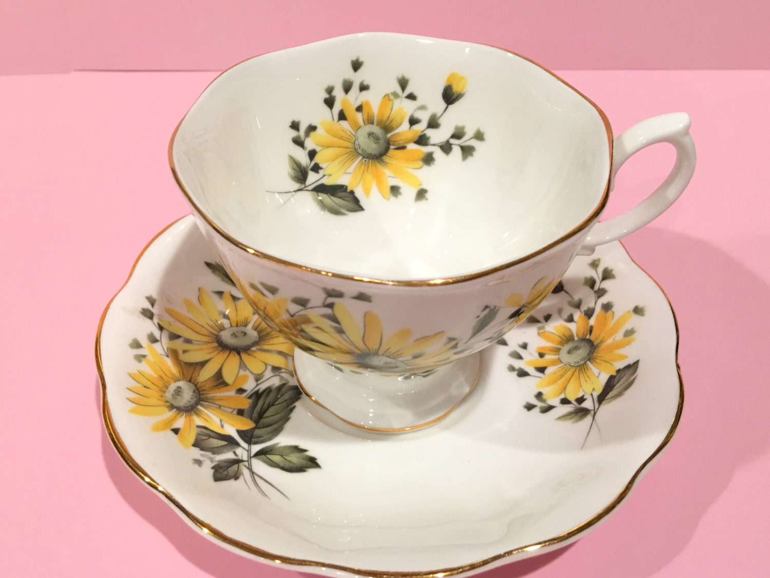 Yellow Daisy Tea Cup and Saucer, Royal Albert Cups, Tea Set, Daisy Tea ...