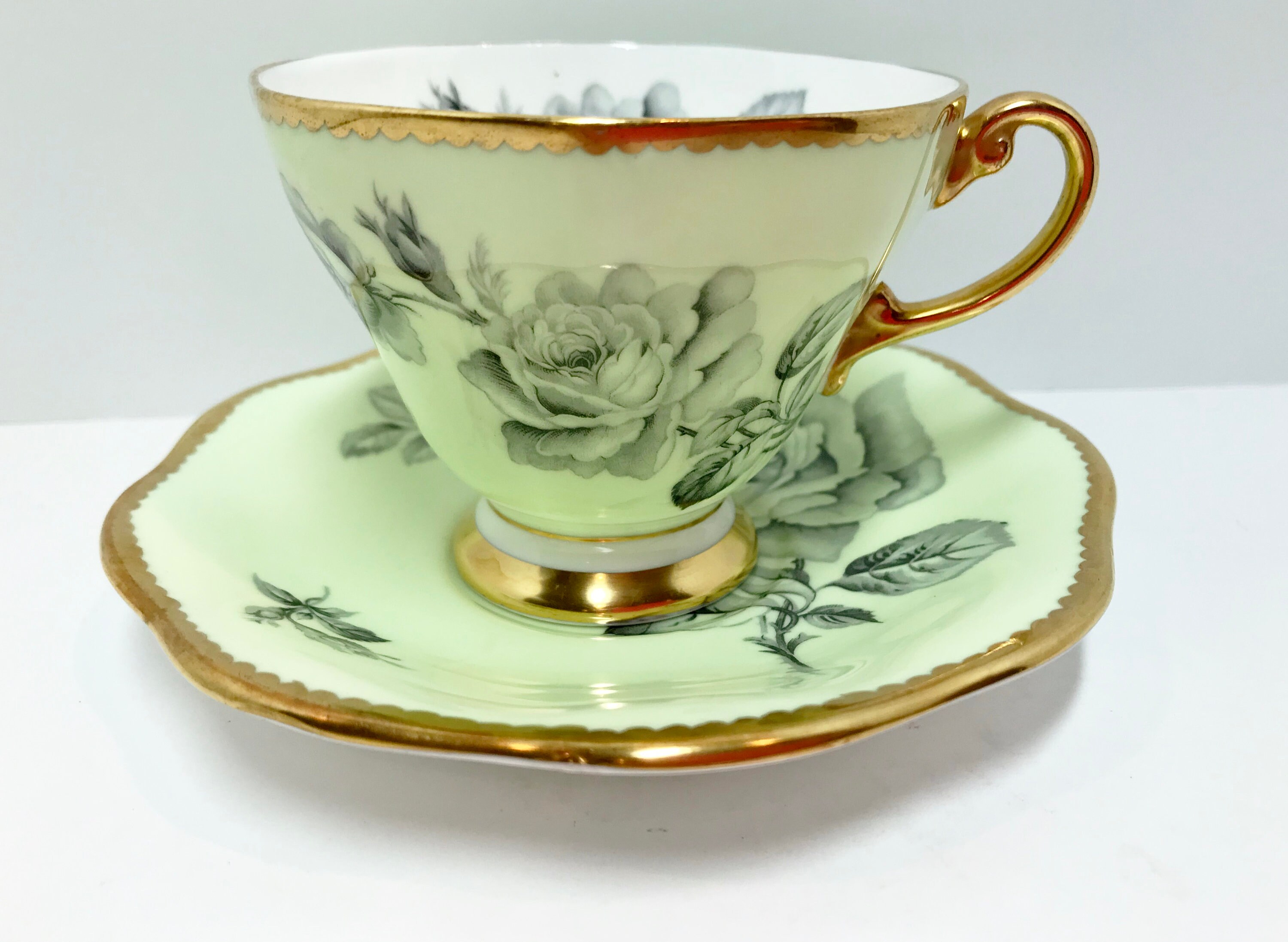 EB Foley Teacup and Saucer, E B Foley Teacups and Saucers, Green ...