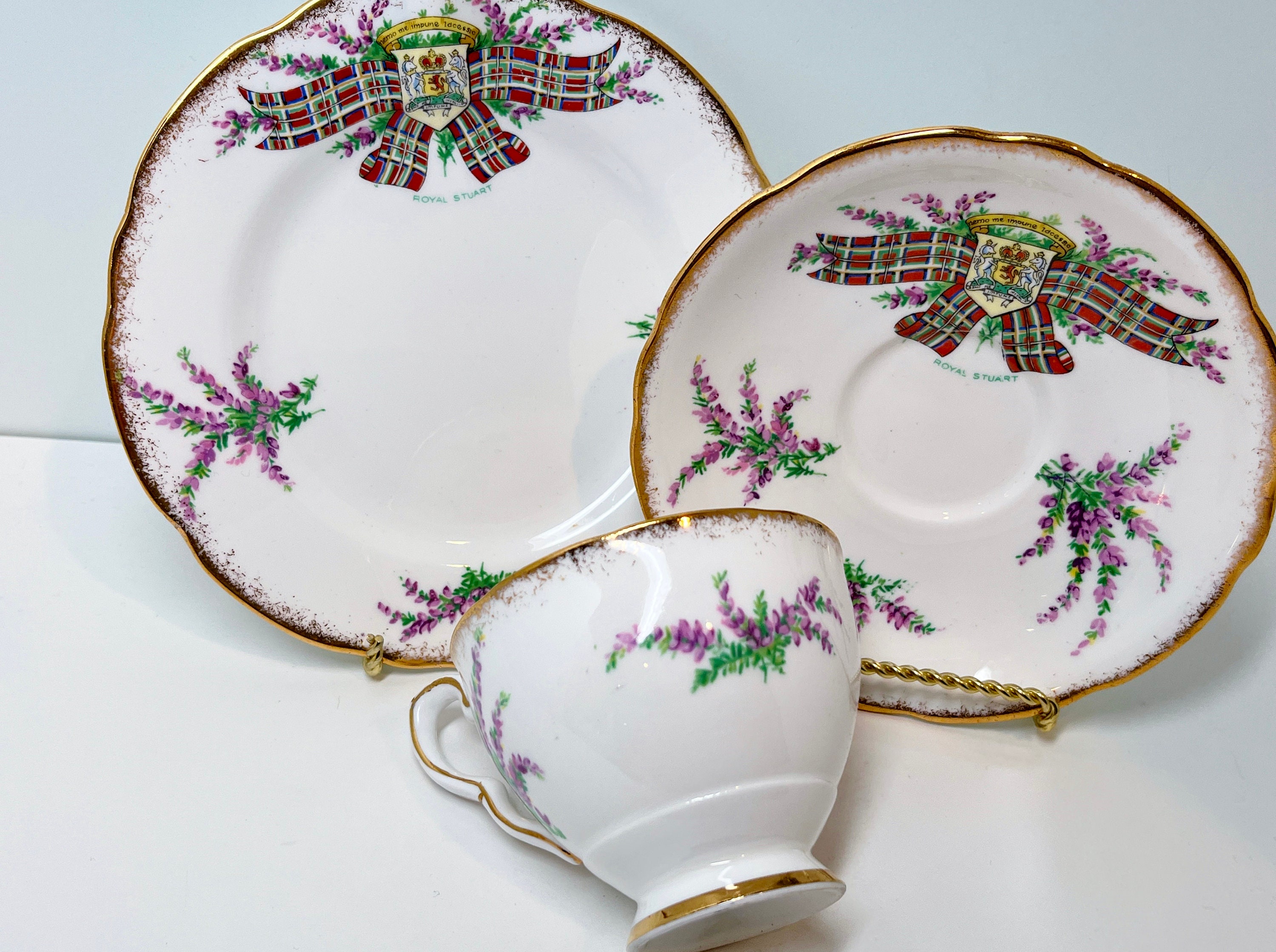 Royal Stuart Clan Teacup Saucer and Plate, Royal Stafford Teacup ...