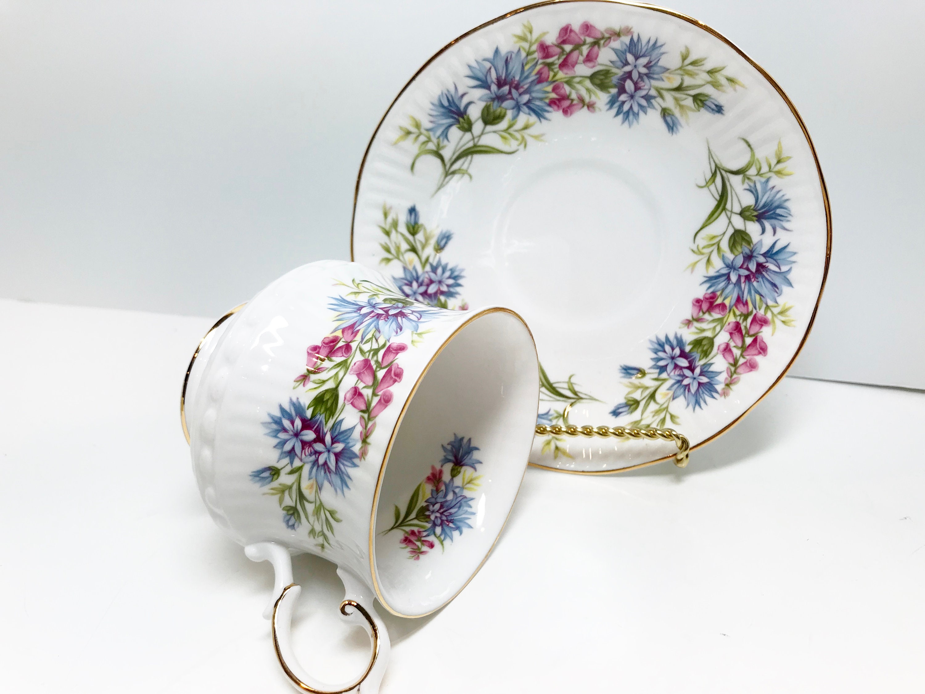 Rosina Tea Cup and Saucer, Wild Flowers Pattern, English Bone China ...
