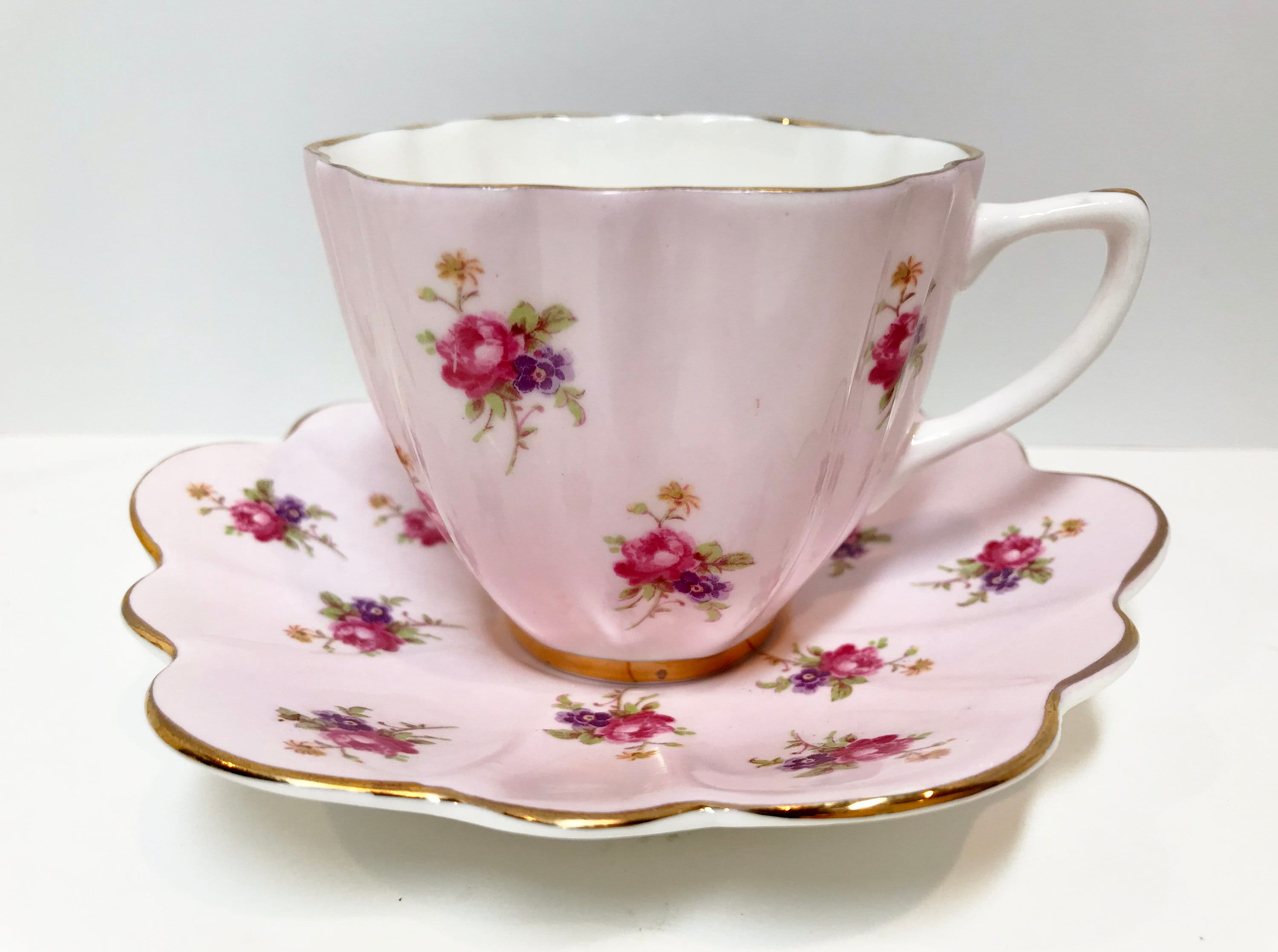 Hamilton Tea Cup and Saucer, Pink Tea Cups, English Bone China Cups ...