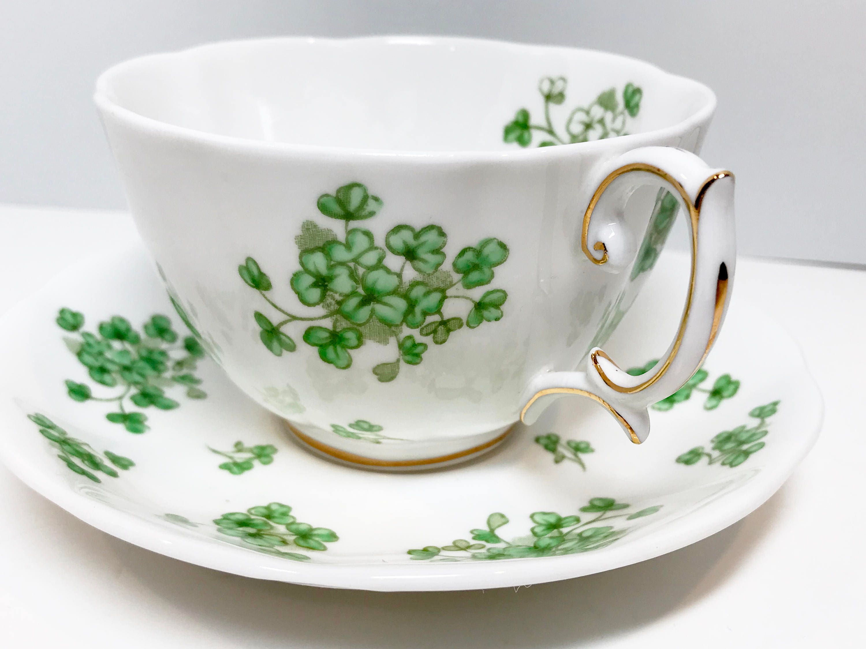 Shamrock Royal Albert Tea Cup and Saucer, Antique Tea Cups, English ...