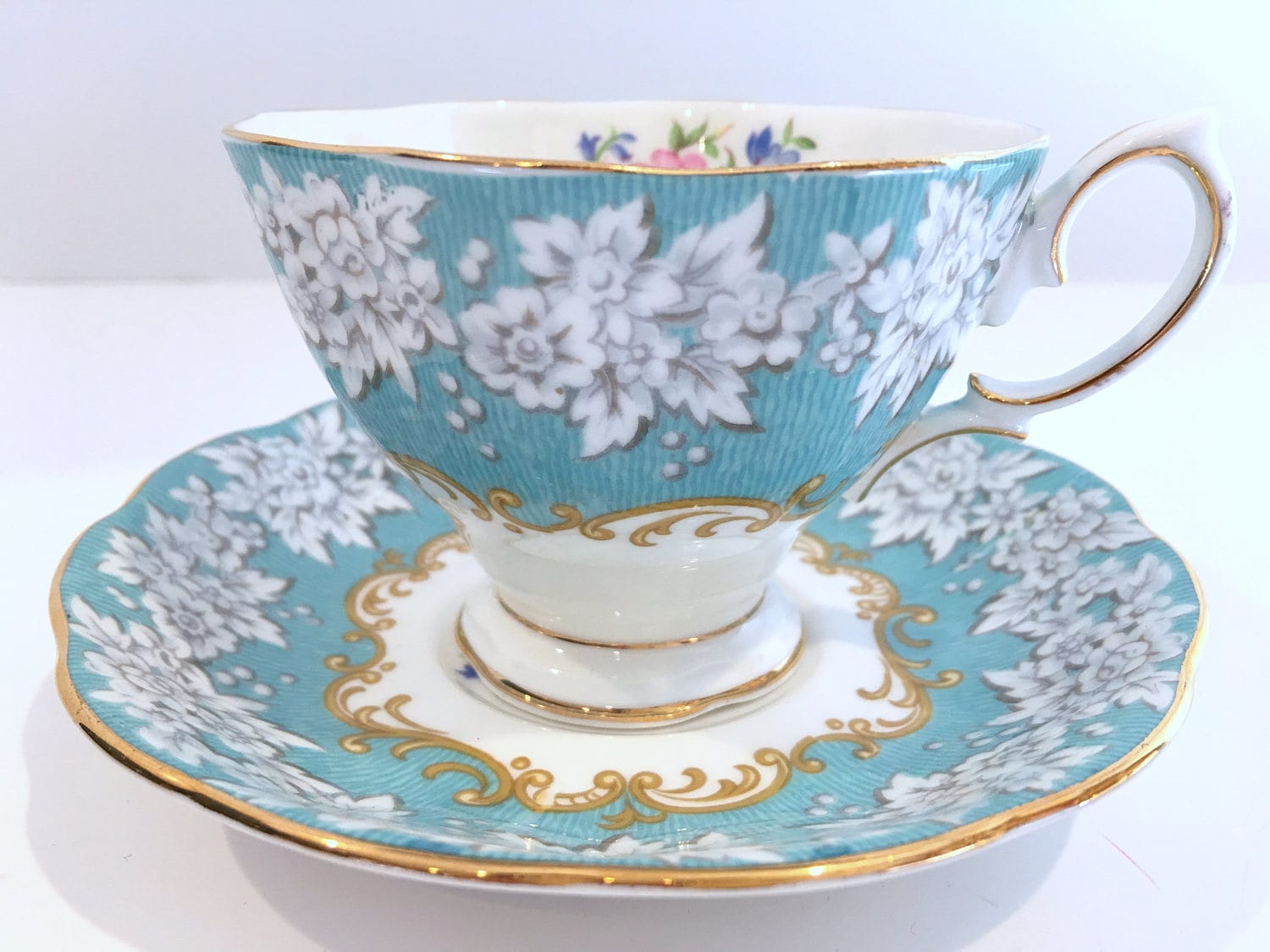Reserved for ED, Royal Albert Tea Cup and Saucer, Aqua Enchantment ...