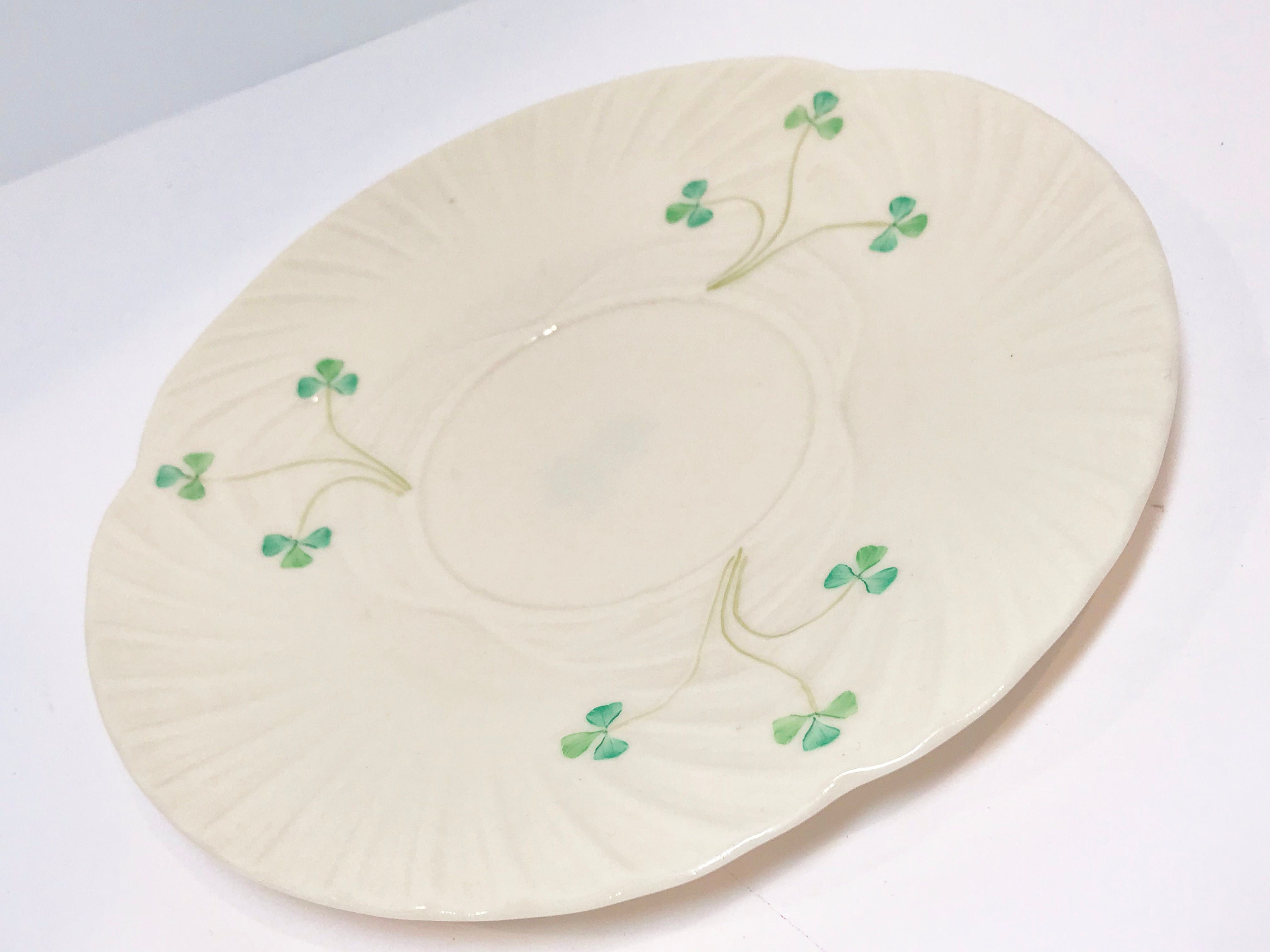 Shamrock Plate, Green Mark Belleek Plate, Harp Shamrock Ware Plate ...