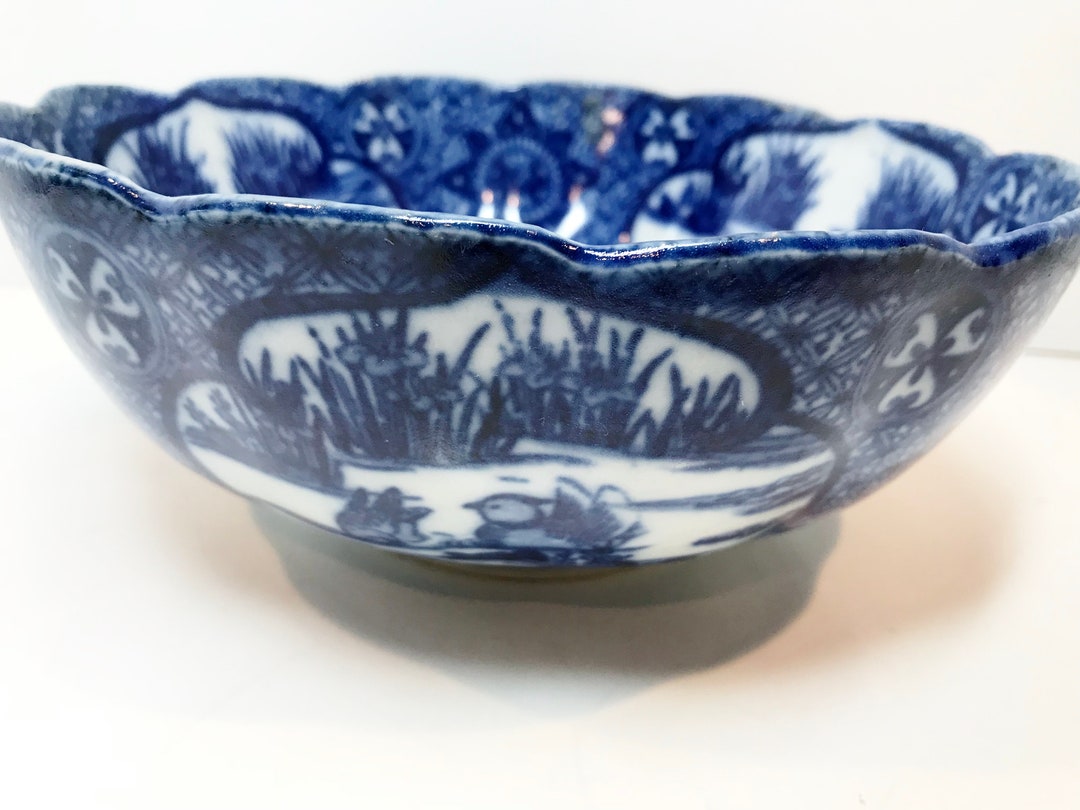Antique Chinese Bowl, Blue White Ware, Flow Blue Bowl, Chinese ...