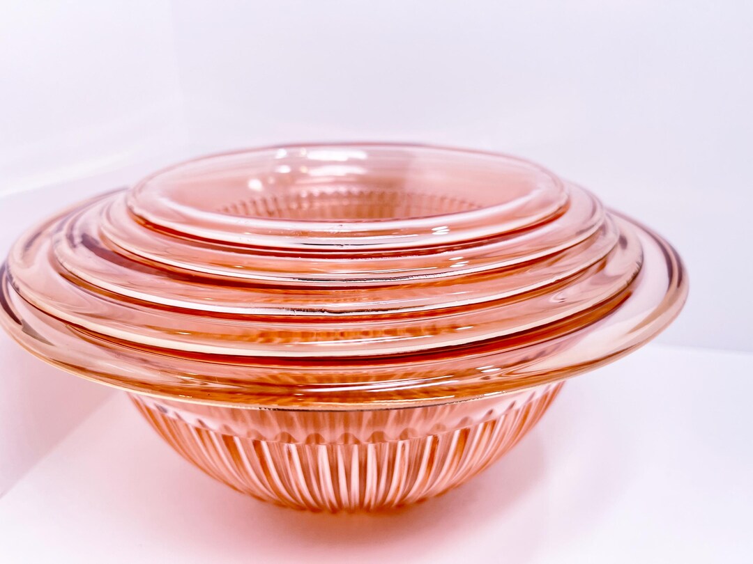 Five Pink Bowls , Depression Glass , Housewarming Gift for Her ...