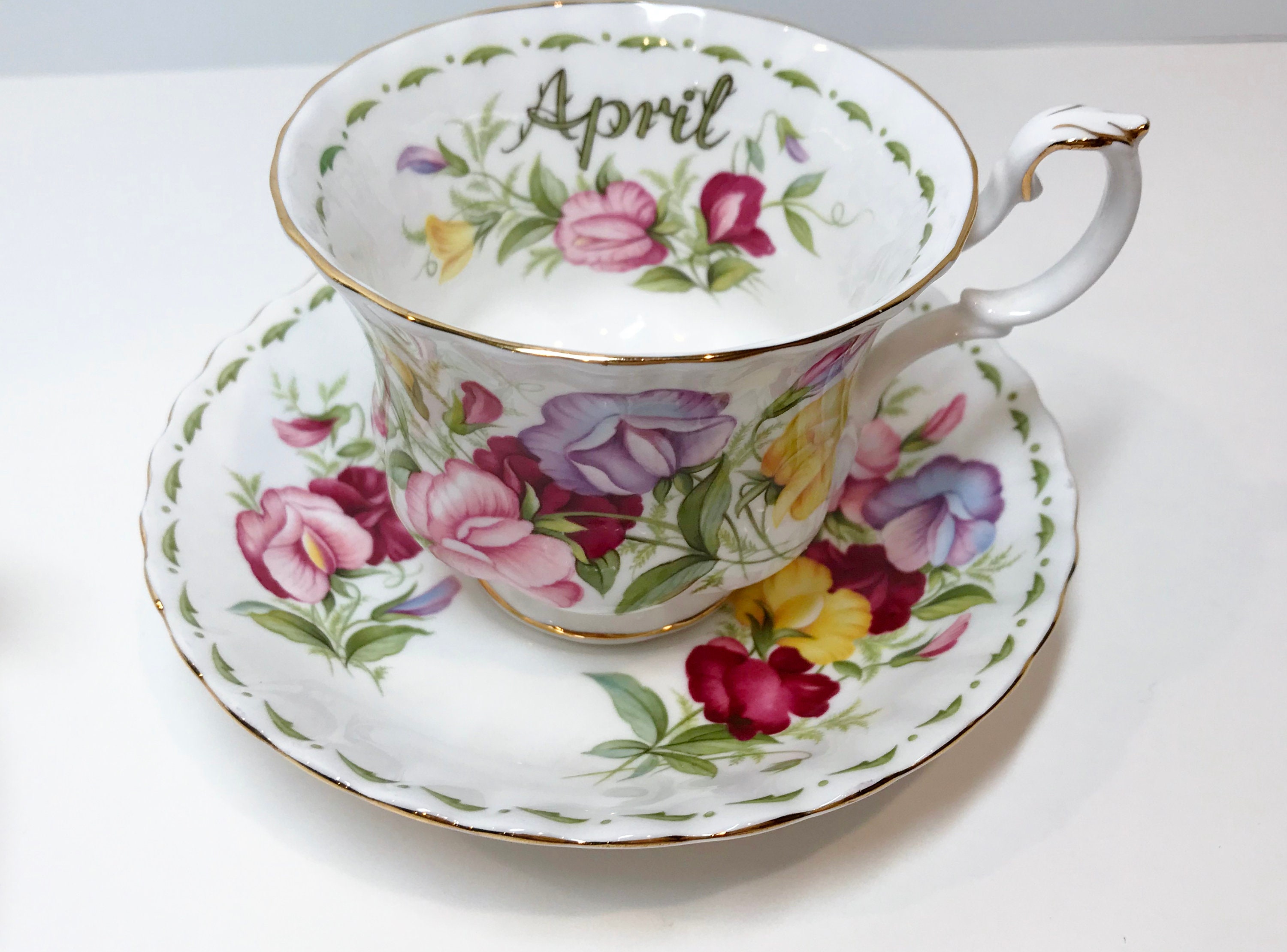 Royal Albert Tea Cup and Saucer, April Birthday Cup, Sweet Pea Tea Cups ...