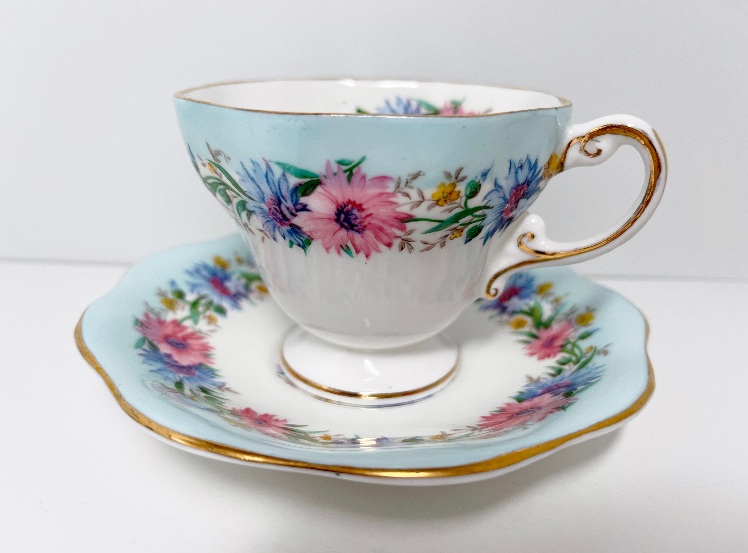 EB Foley Teacup and Saucer, Cornflower Tea Cup, Vintage Tea Cups ...