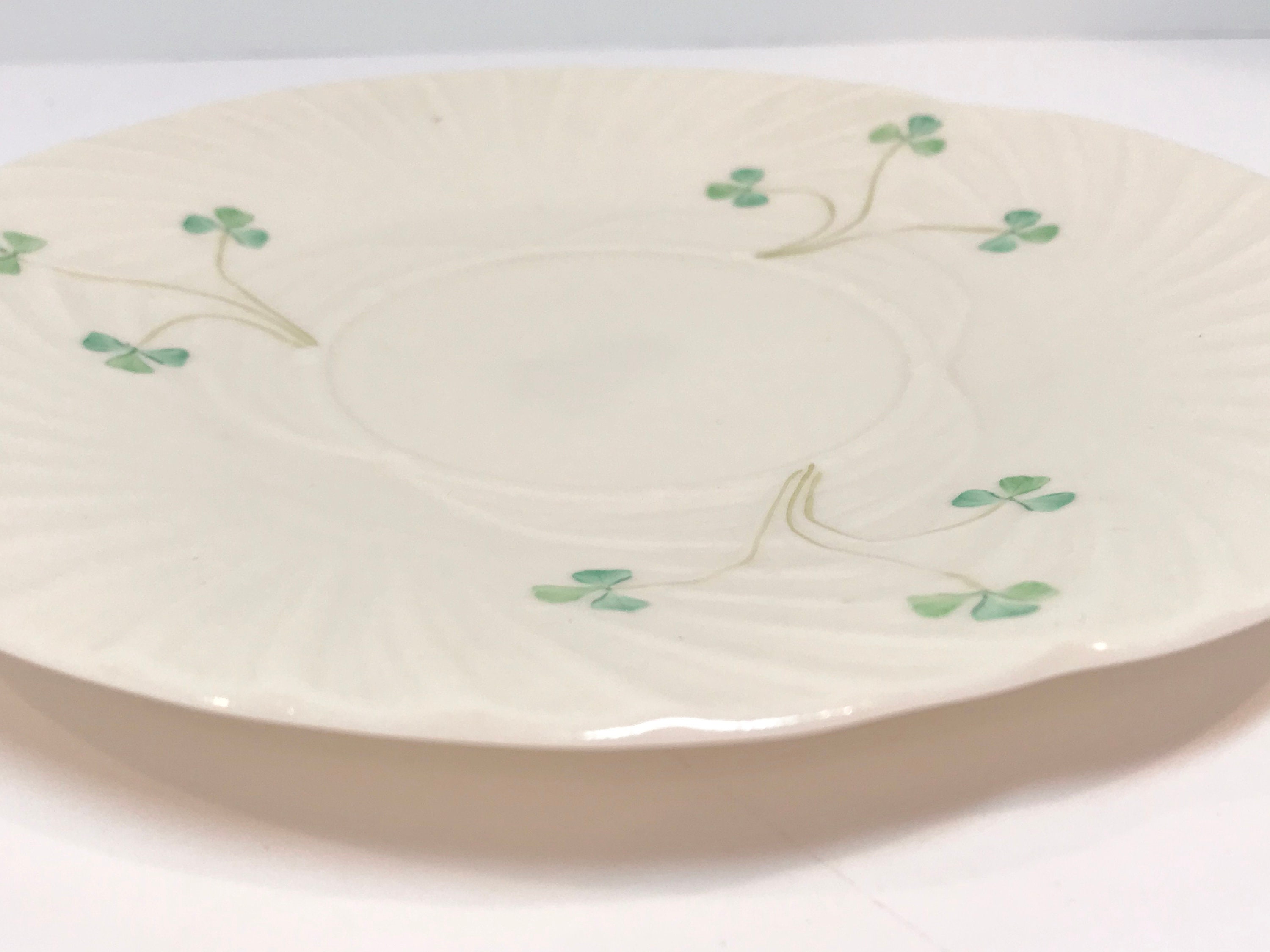 Shamrock Plate, Green Mark Belleek Plate, Harp Shamrock Ware Plate ...