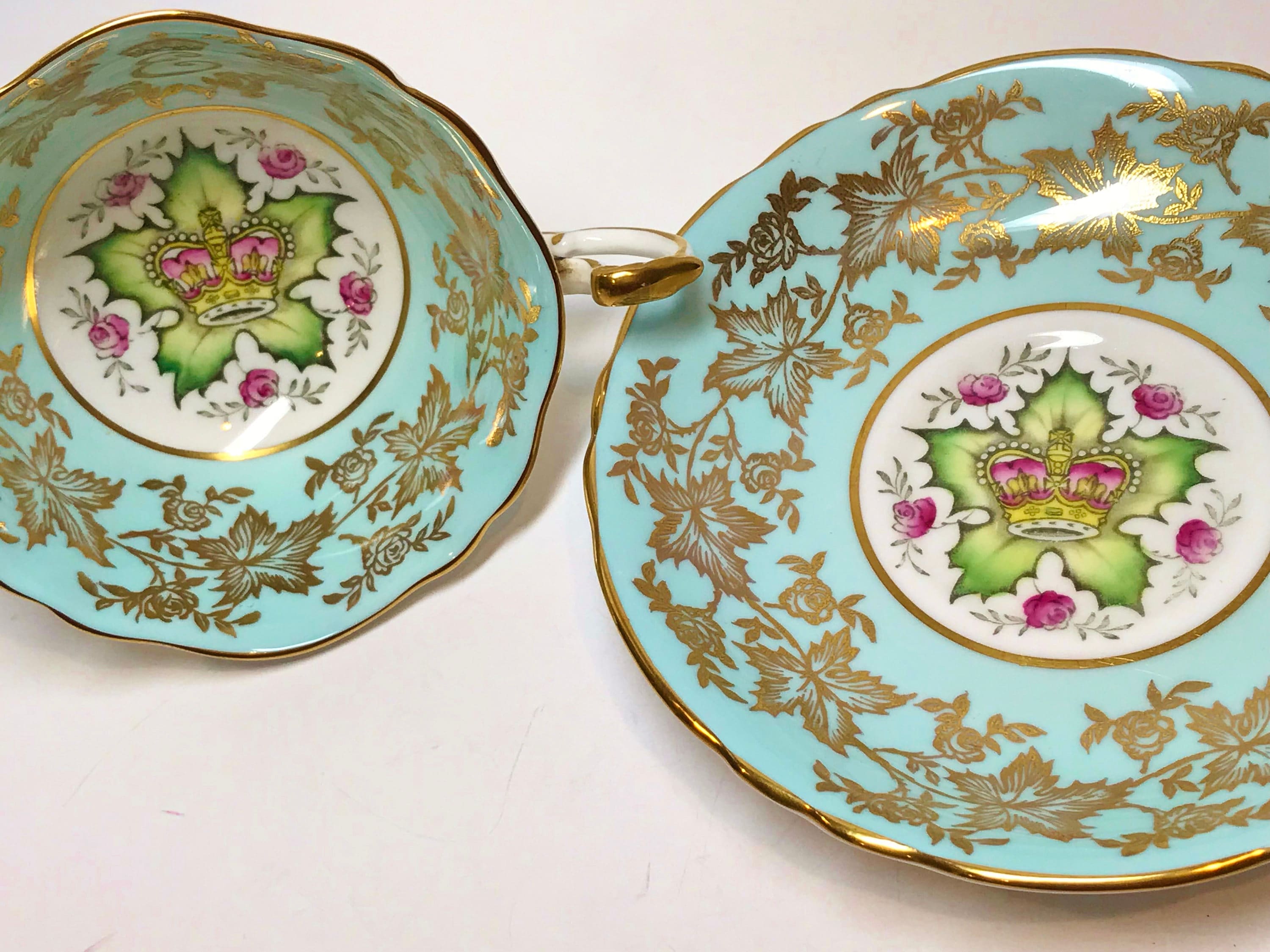Aqua Paragon Tea Cup and Saucer, Coronation Cup, Aqua Cups, Queen ...