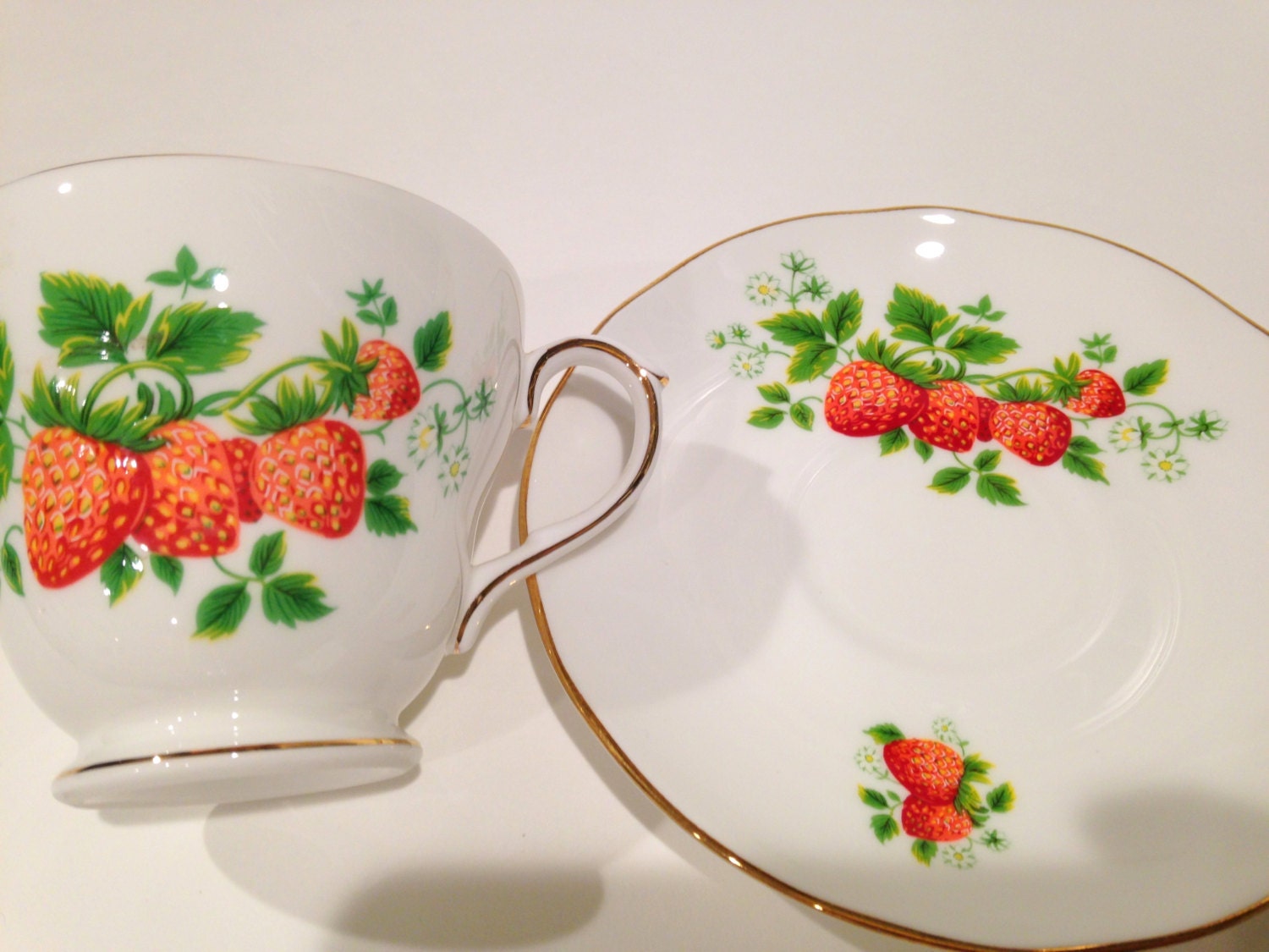 Duchess Tea Cup and Saucer, Strawberry Bone China Cup, English Tea Cups ...