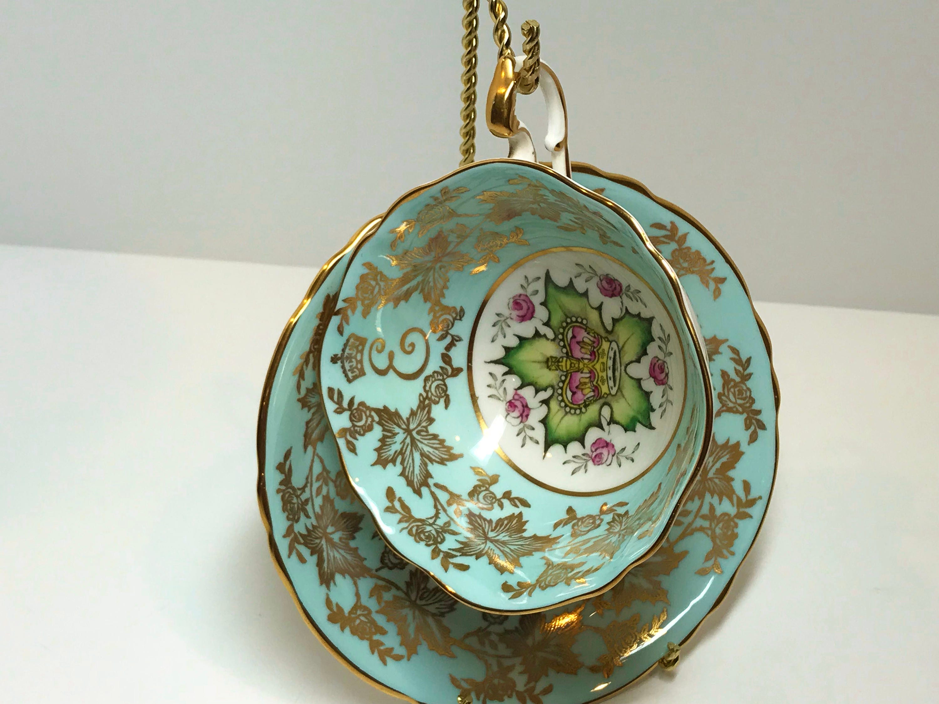 Aqua Paragon Tea Cup and Saucer, Coronation Cup, Aqua Cups, Queen ...