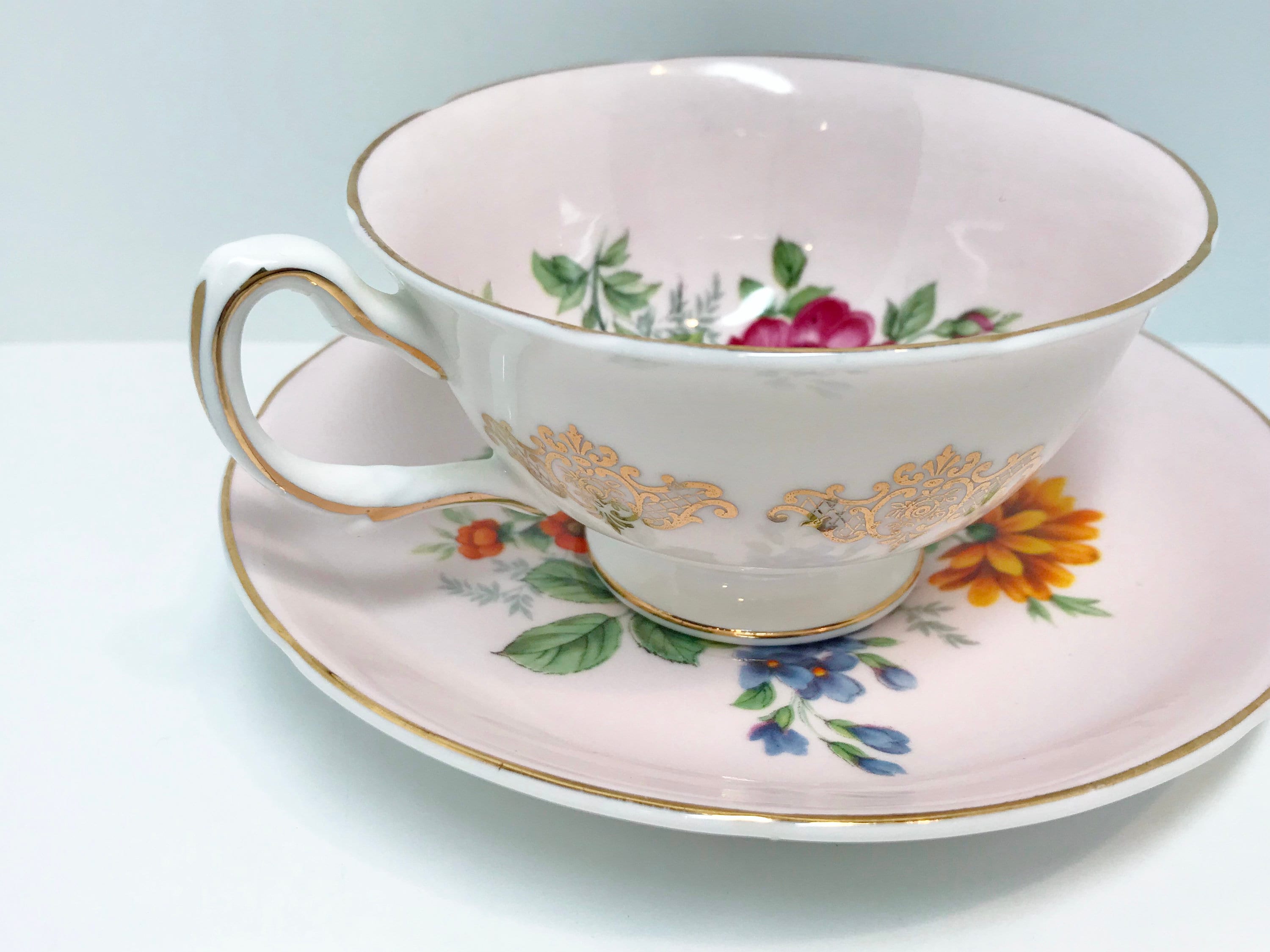 Luxurious Pink Royal Grafton Tea Cup and Saucer, Antique Tea Cups ...