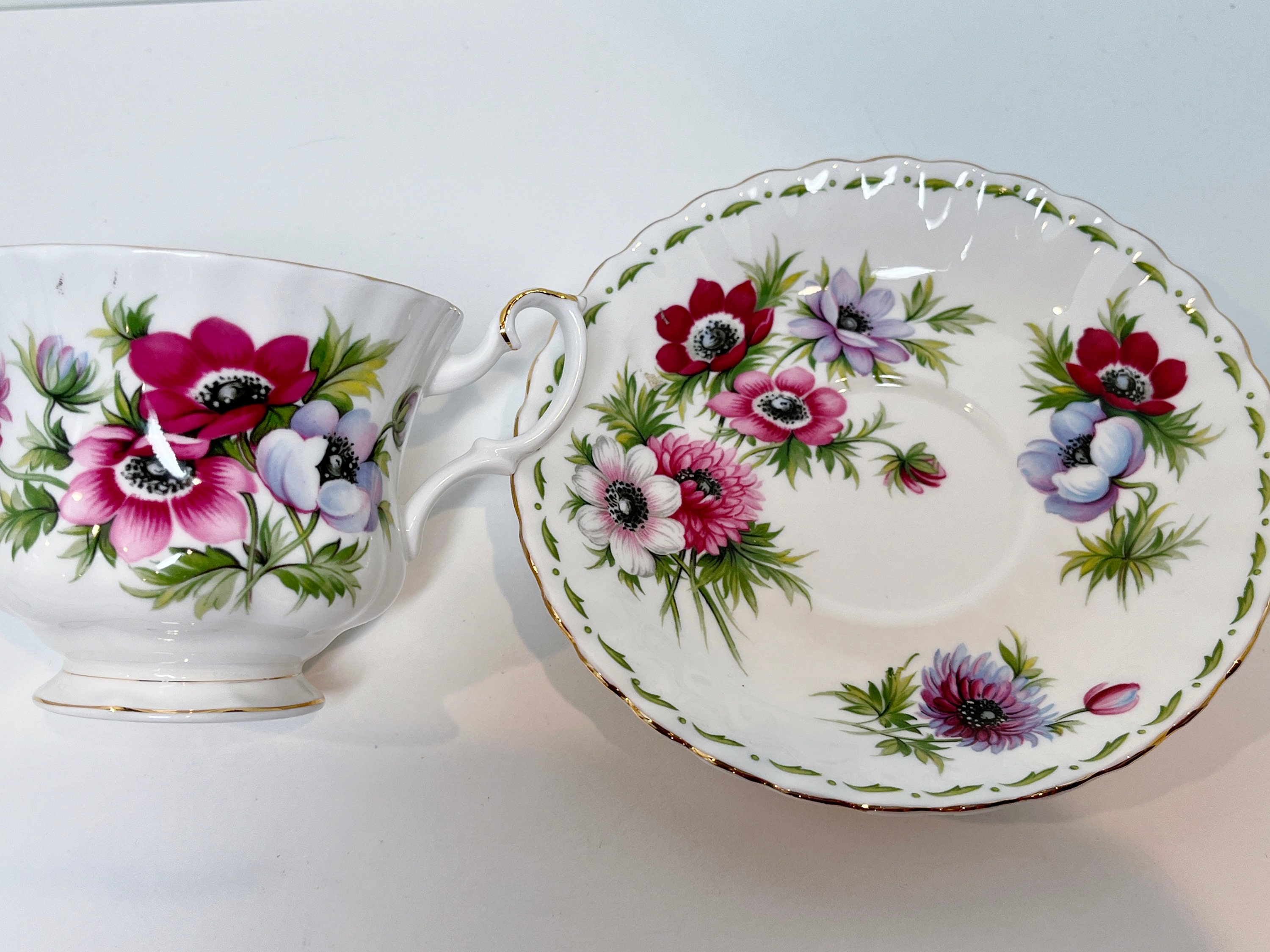 Anemones March Birthday Cup, Royal Albert Tea Cup and Saucer, Antique ...