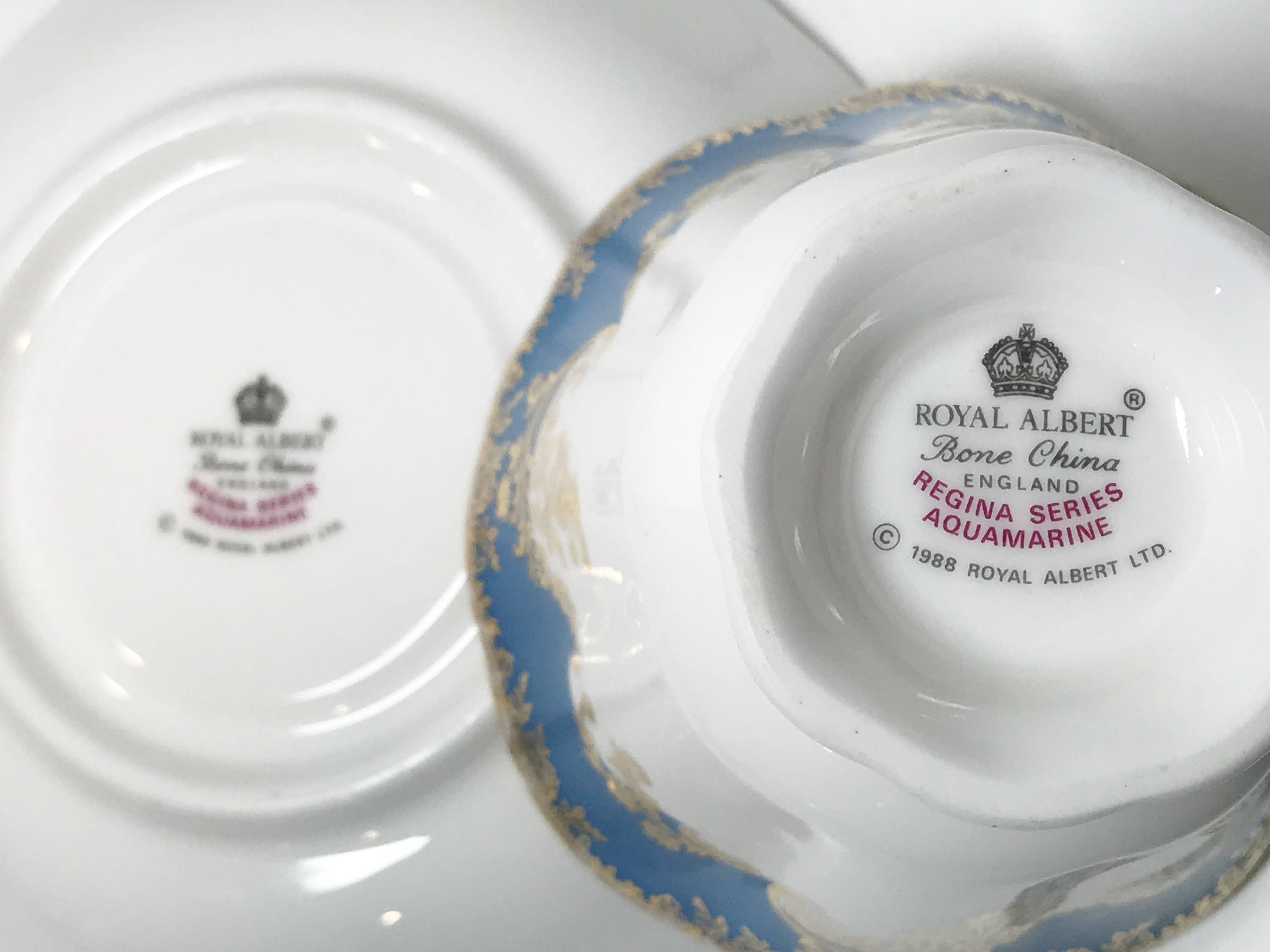 Royal Albert Tea Cup and Saucer, Regina Series Cups, Aquamarine Pattern ...