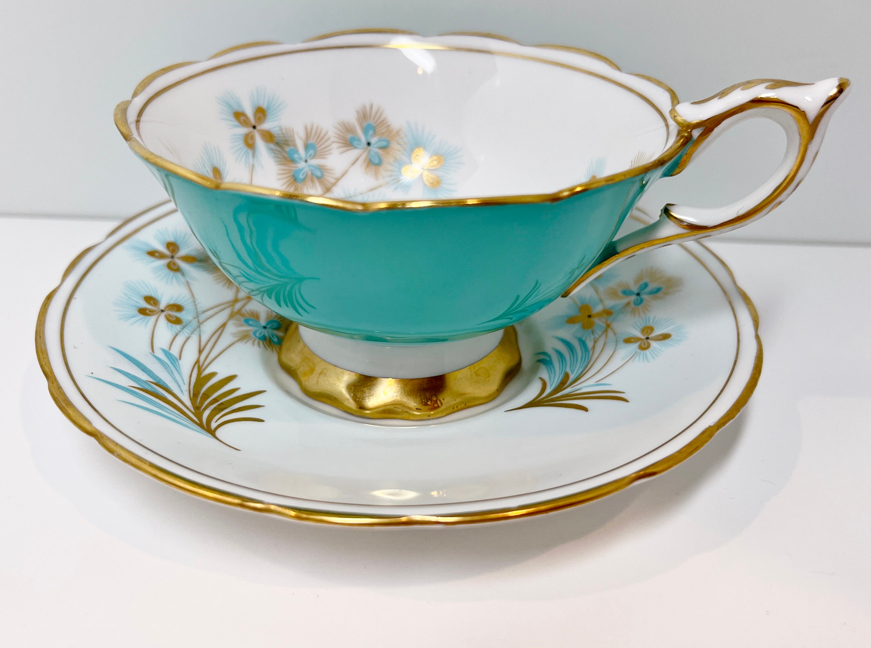 Royal Stafford Teacup and Saucer , Blue Star , Hand Painted , Antique ...