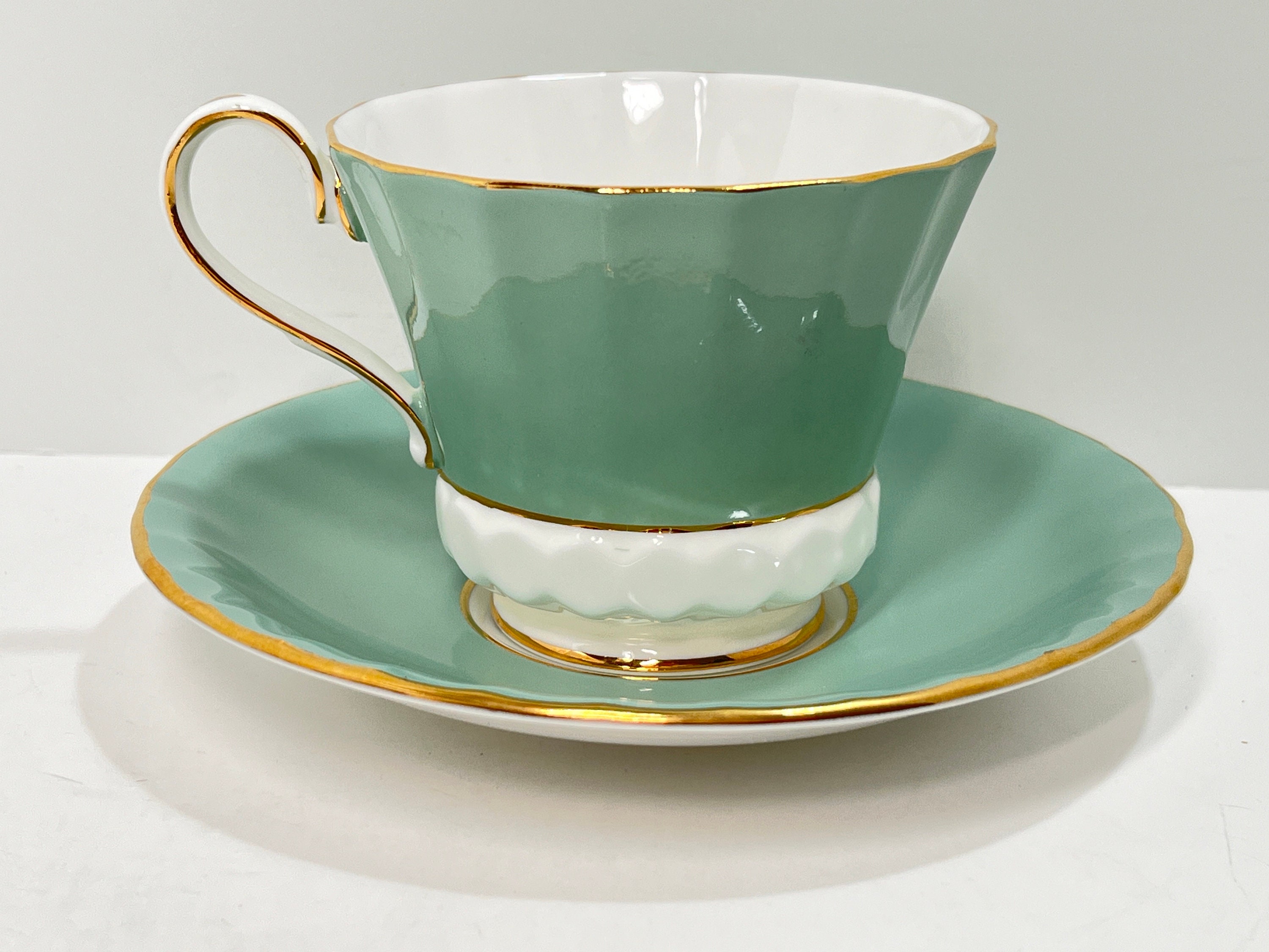 Aynsley Tea Cup and Saucer , Green Tea Cup , Antique Tea Cup Vintage ...